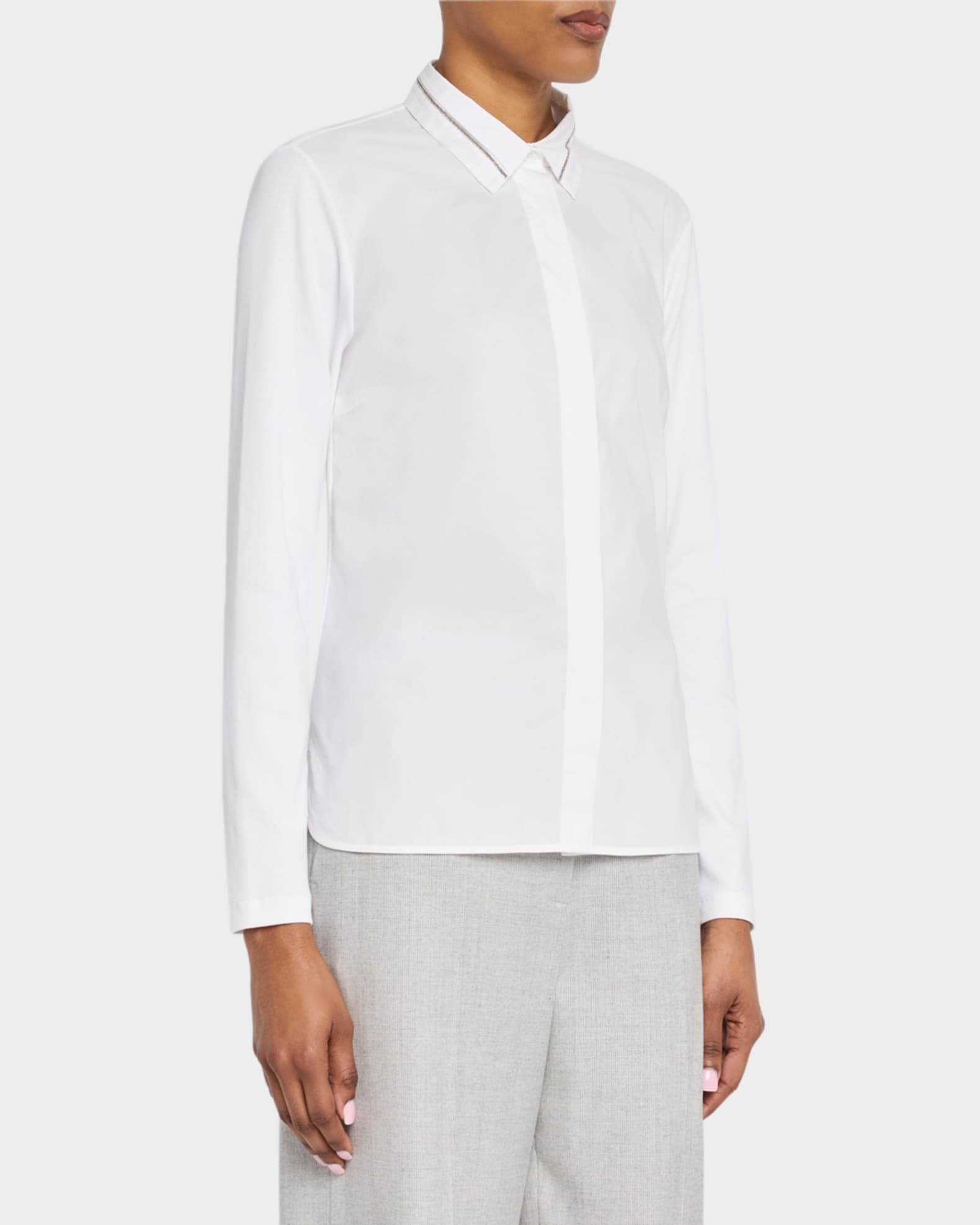 Peserico Punto Luce Stretch Cotton Shirt | Neiman Marcus