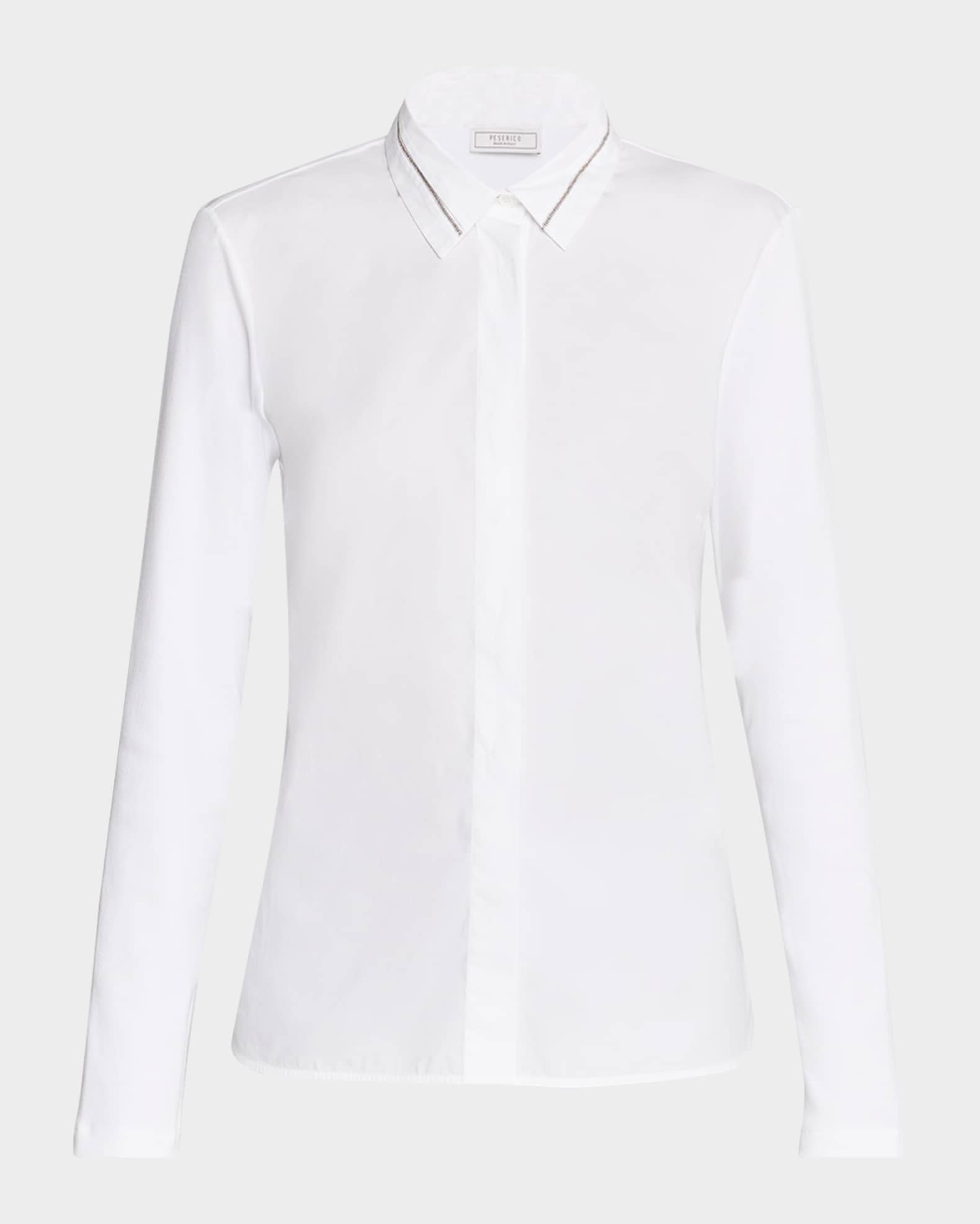Peserico Punto Luce Stretch Cotton Shirt | Neiman Marcus