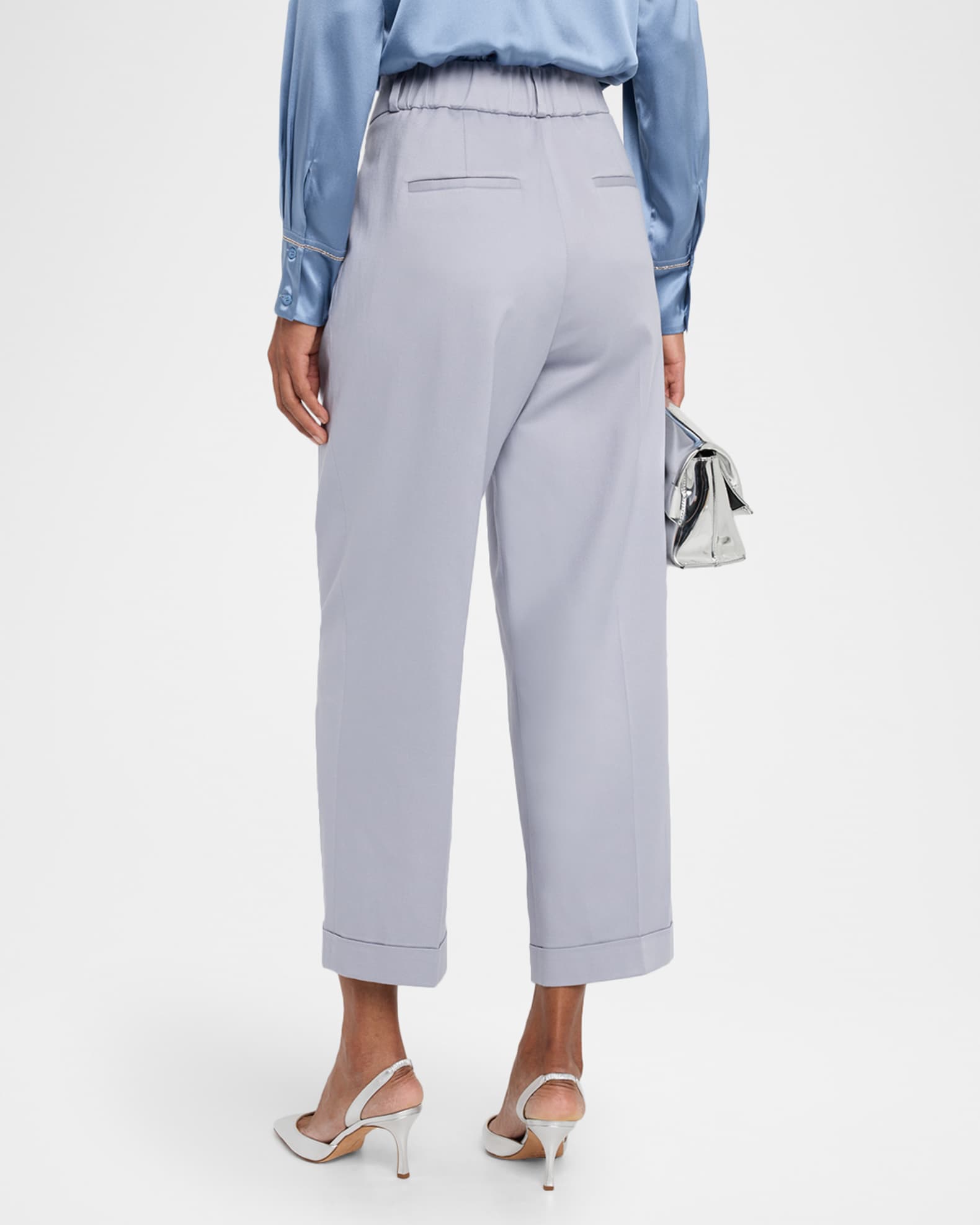 Peserico High-Rise Cropped Twill Pants | Neiman Marcus