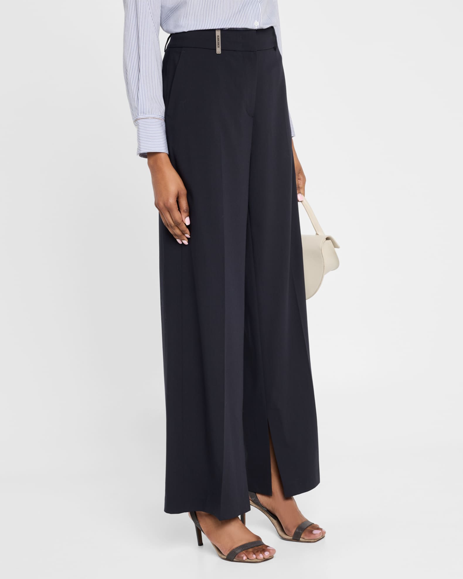 Peserico Wide-Leg Side Slit Pants | Neiman Marcus