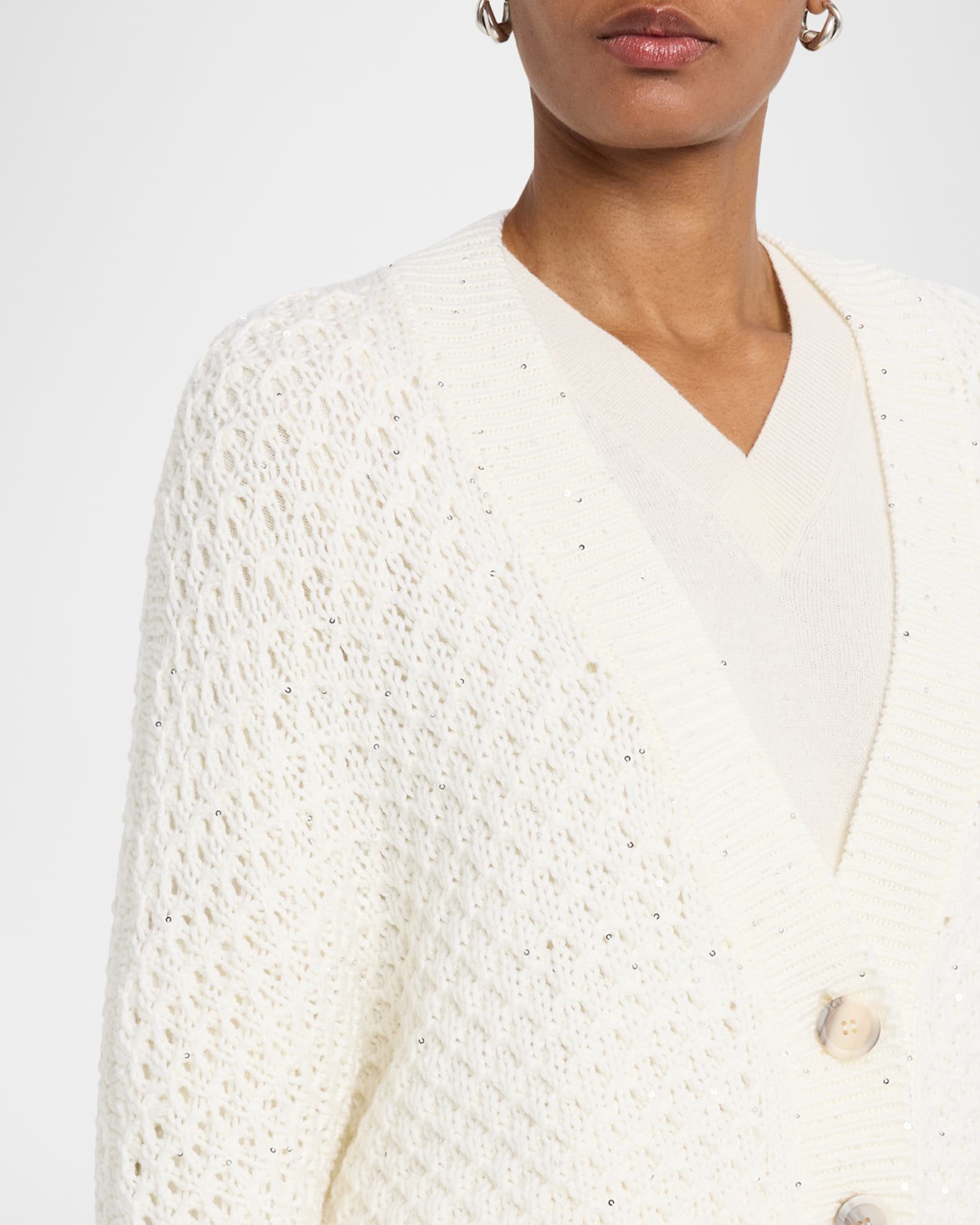 Peserico Sequin Knit Virgin Wool Cardigan | Neiman Marcus