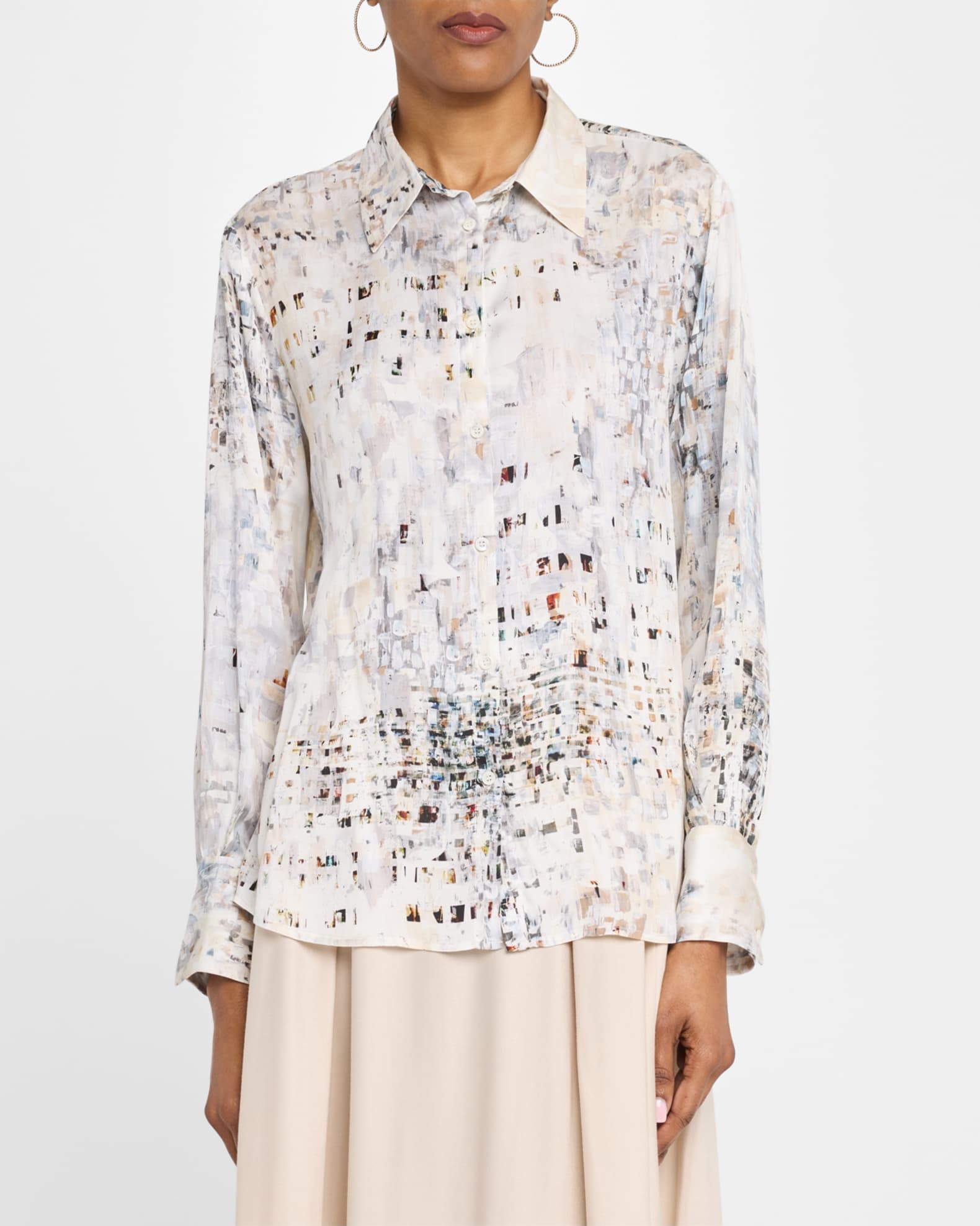 Peserico Abstract-Print Viscose Shirt | Neiman Marcus