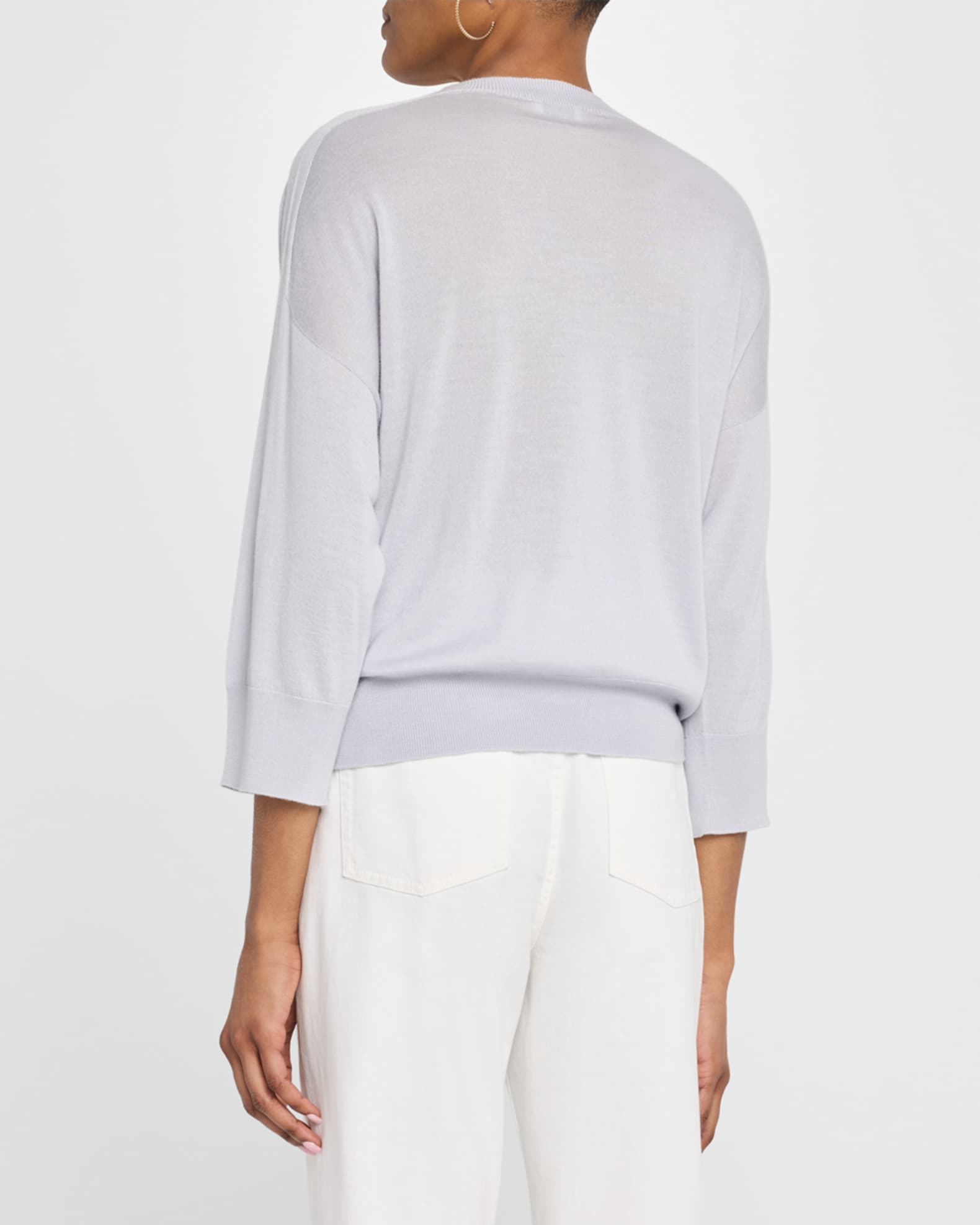 Peserico Cashmere and Silk Chain-Trim Knit Sweater | Neiman Marcus