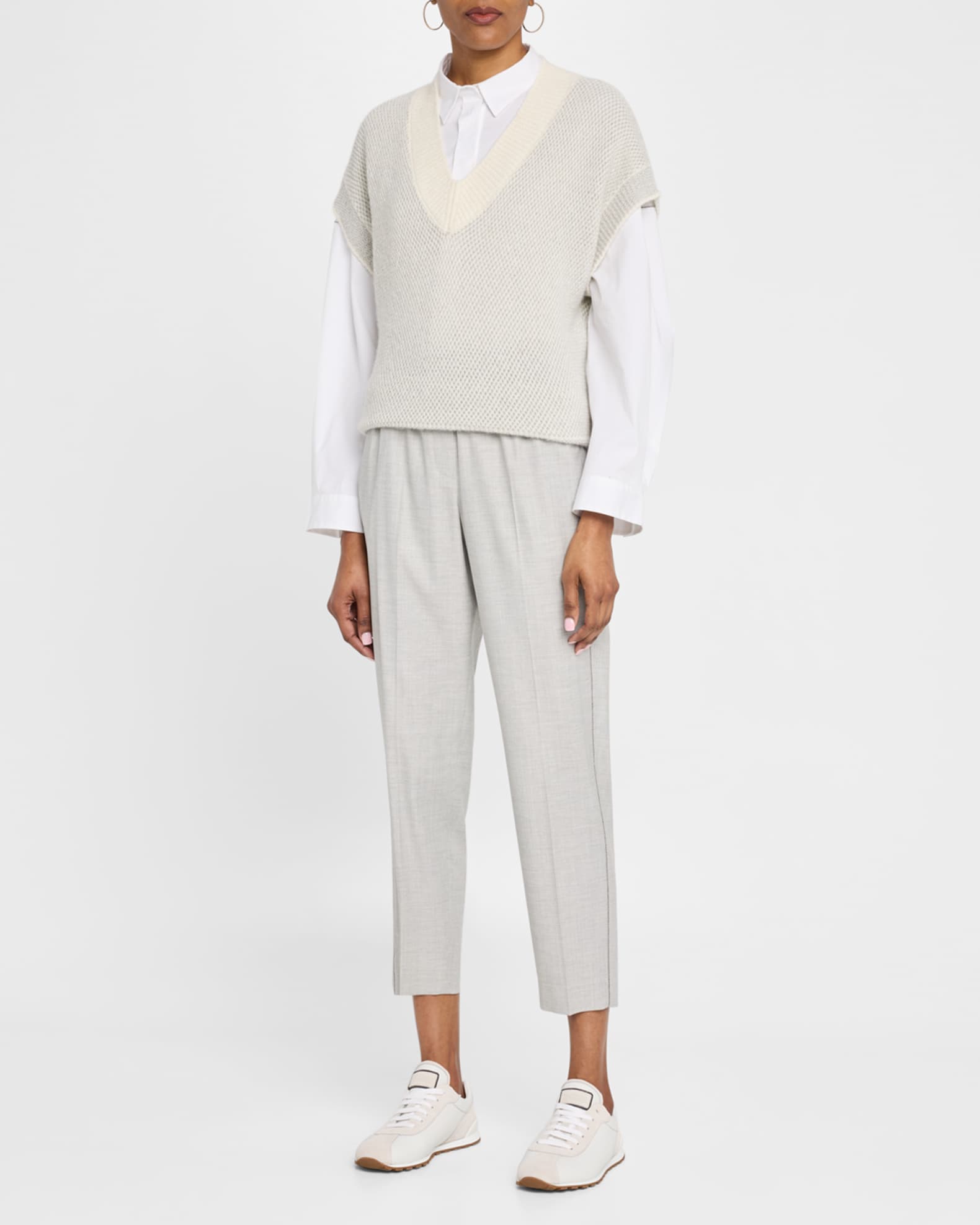 Peserico Punto Luce Boxy Stretch Cotton Shirt | Neiman Marcus