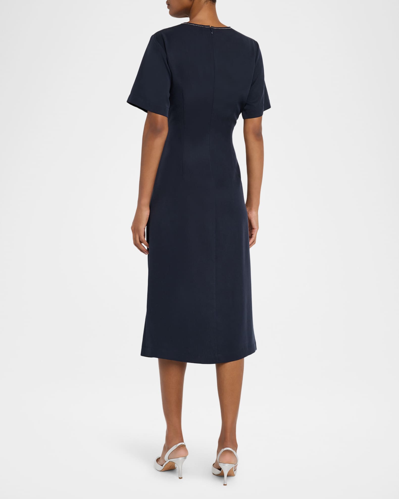 Peserico Ruched Punto Luce Viscose Midi Dress | Neiman Marcus
