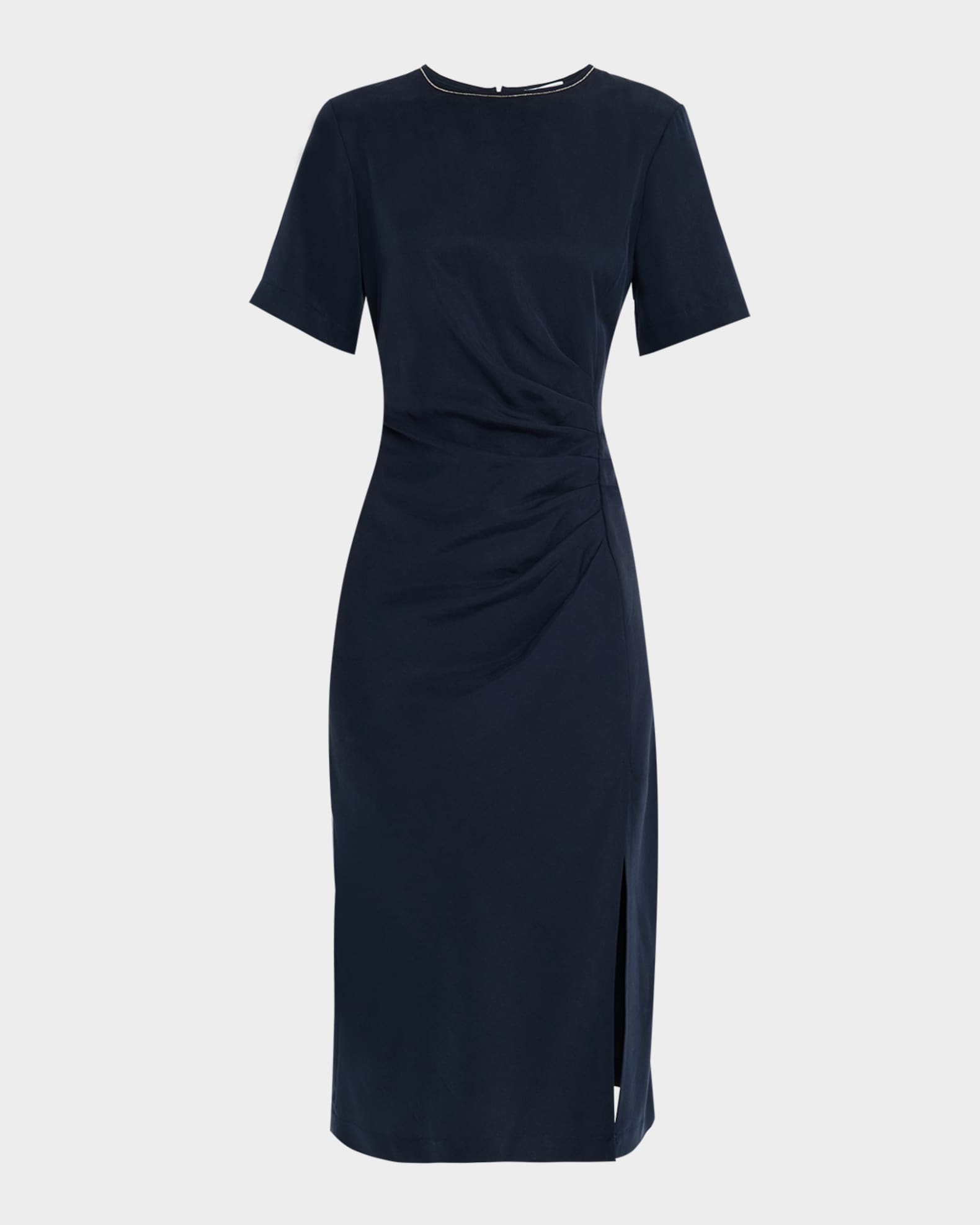 Peserico Ruched Punto Luce Viscose Midi Dress | Neiman Marcus