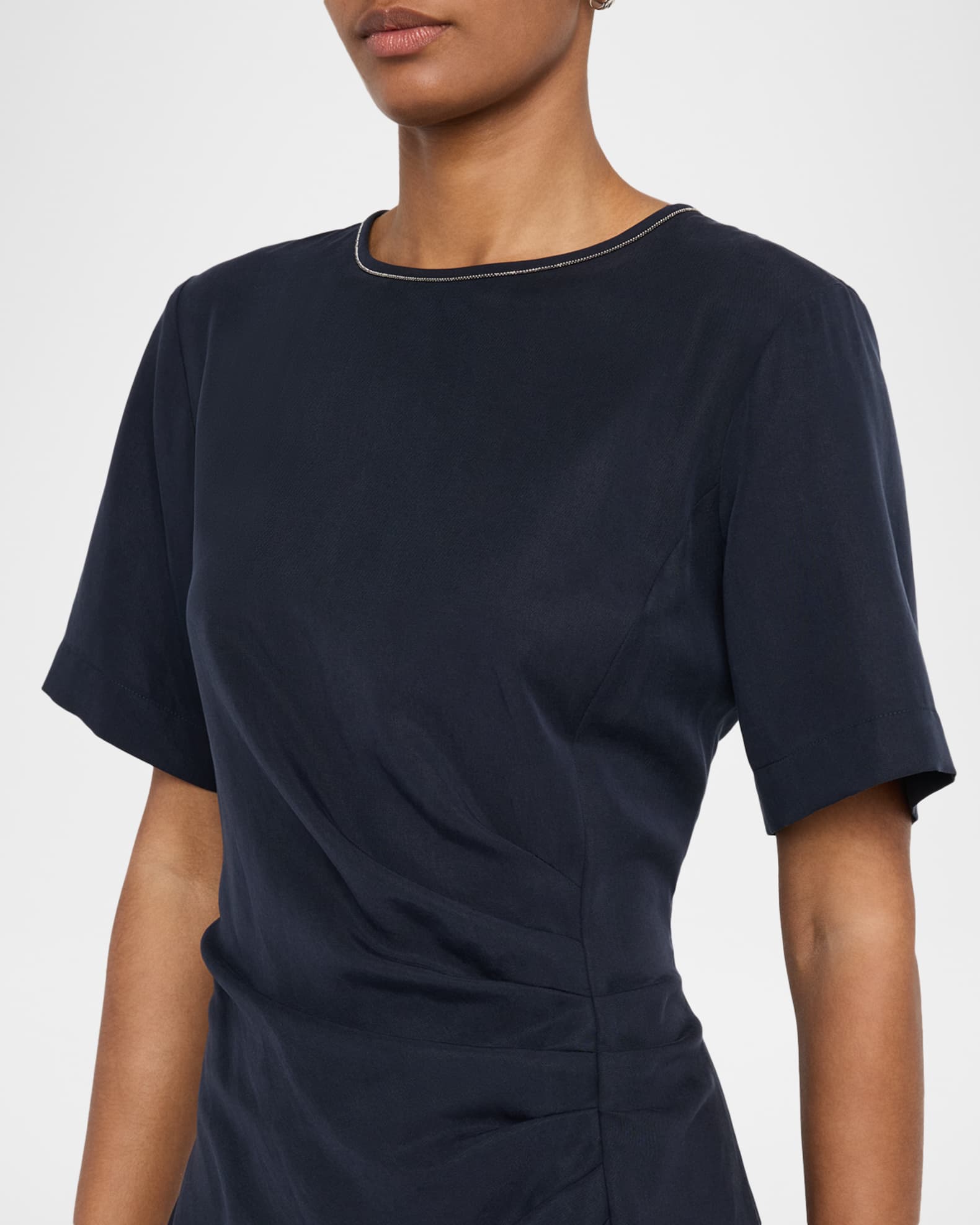 Peserico Ruched Punto Luce Viscose Midi Dress | Neiman Marcus