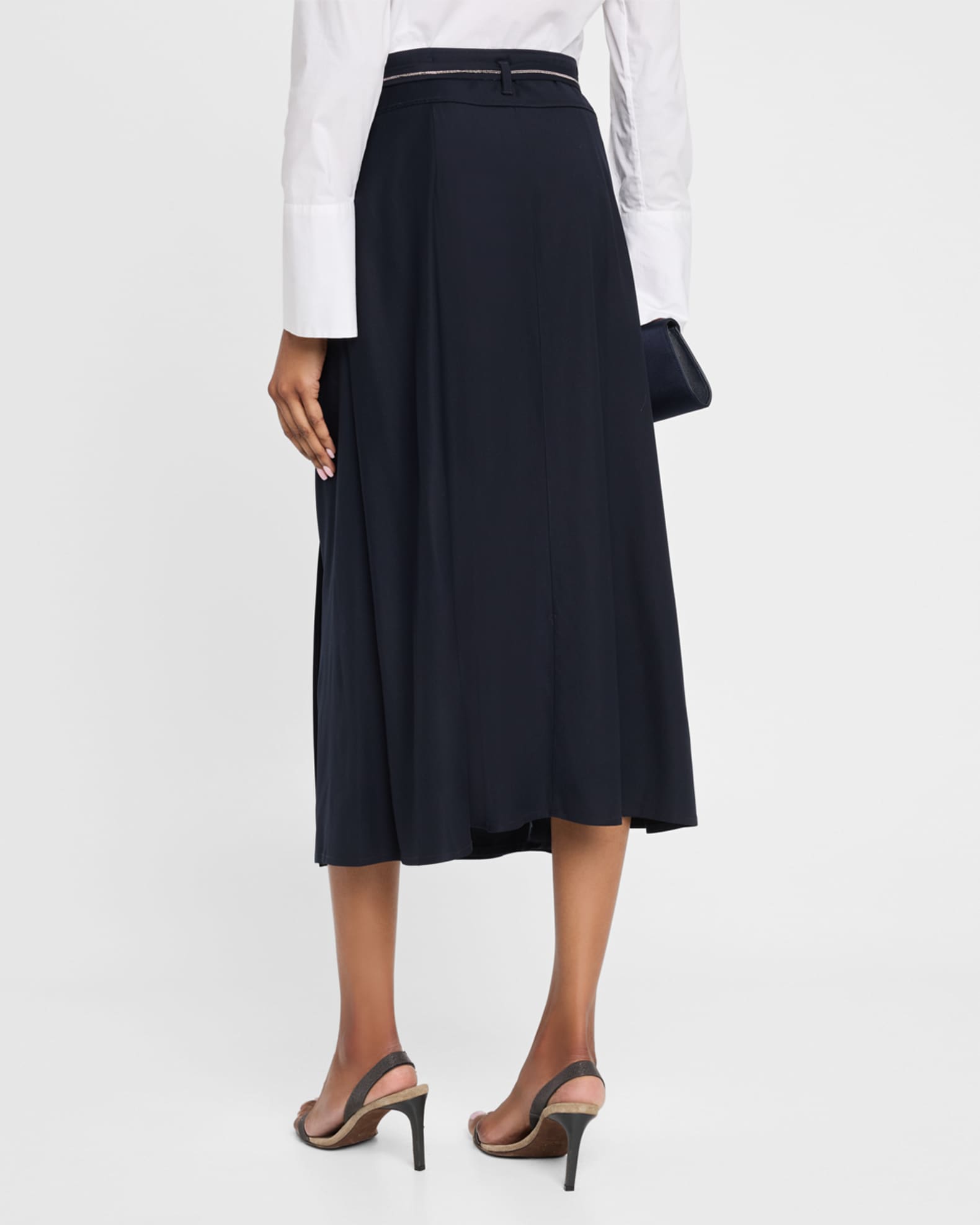Peserico Punto Luce Tie-Waist Midi Skirt | Neiman Marcus