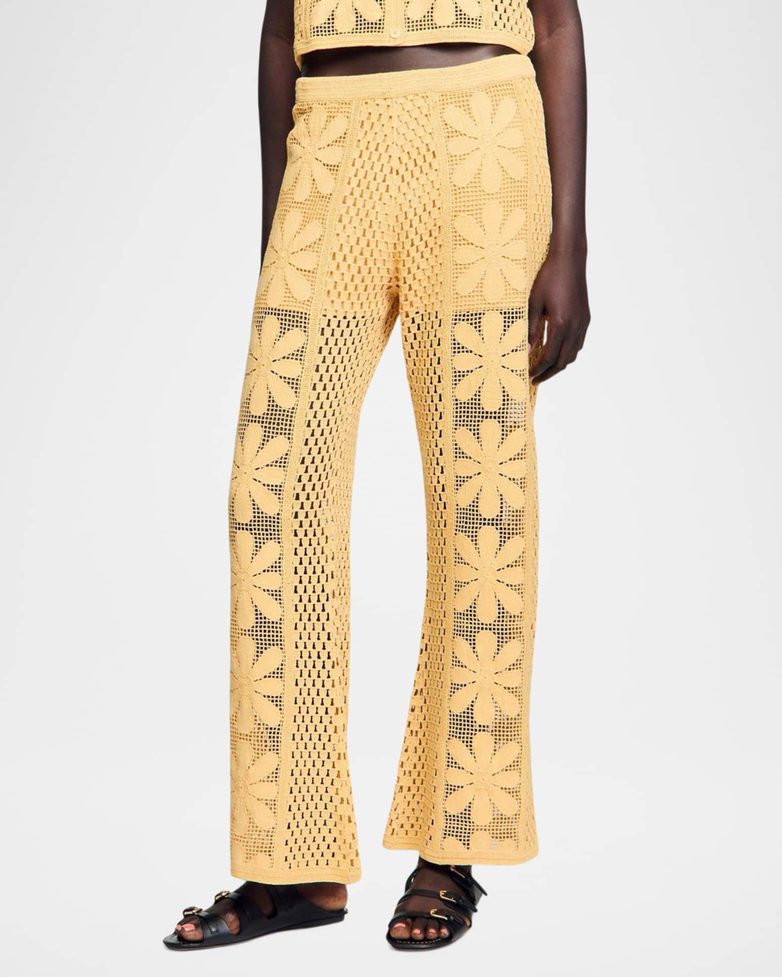 Sandro Loupie Floral Crochet Pants | Neiman Marcus