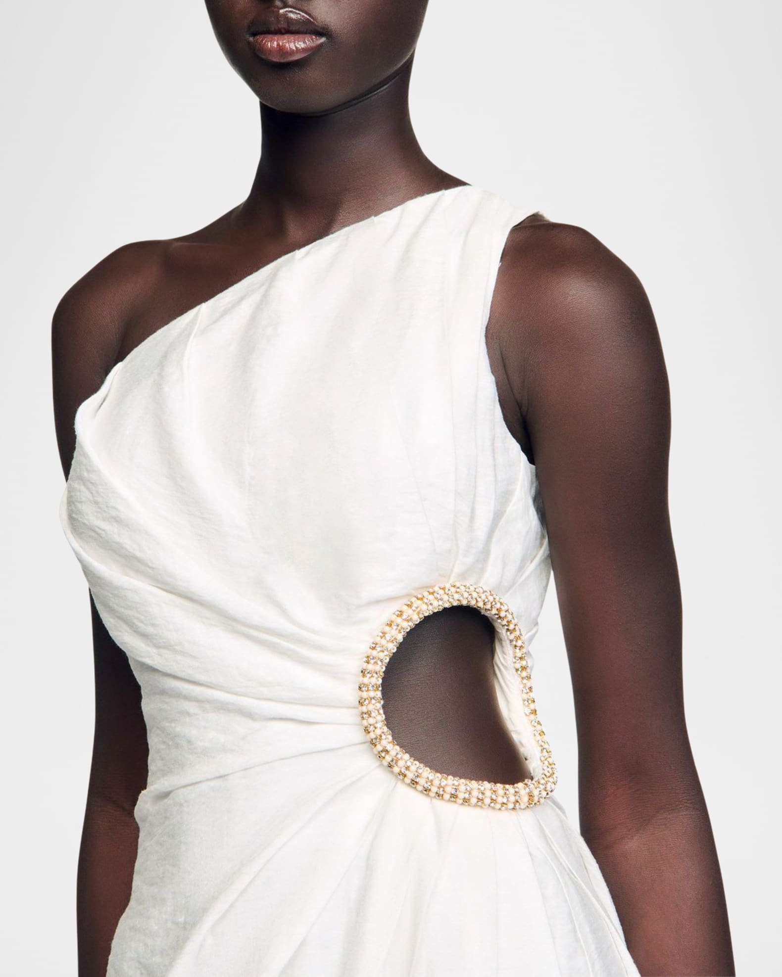 Sandro Dalida Asymmetric Embellished Cutout Mini Dress | Neiman Marcus