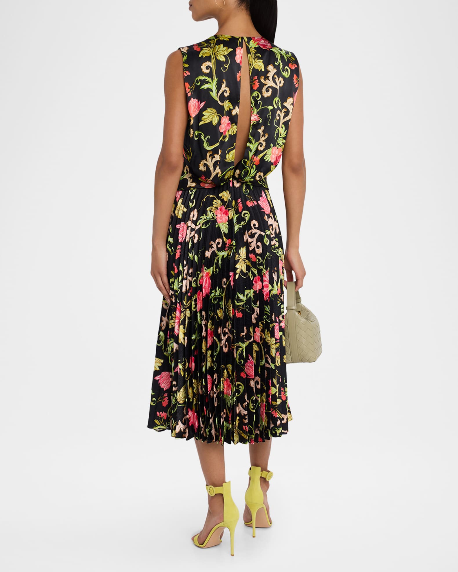 Saloni Gwen Silk Midi Dress | Neiman Marcus