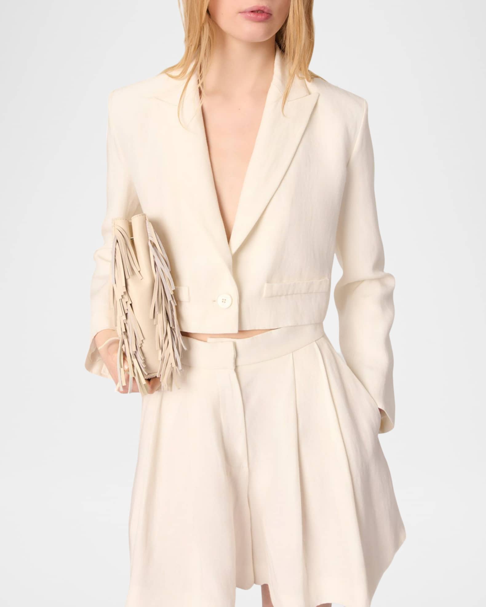 Maje Vitali Cropped Linen-Blend Blazer | Neiman Marcus