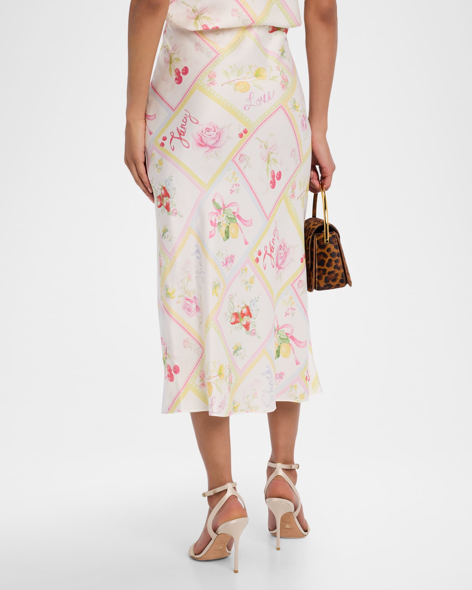 LoveShackFancy Castle Silky Fruit Print Midi Skirt | Neiman Marcus