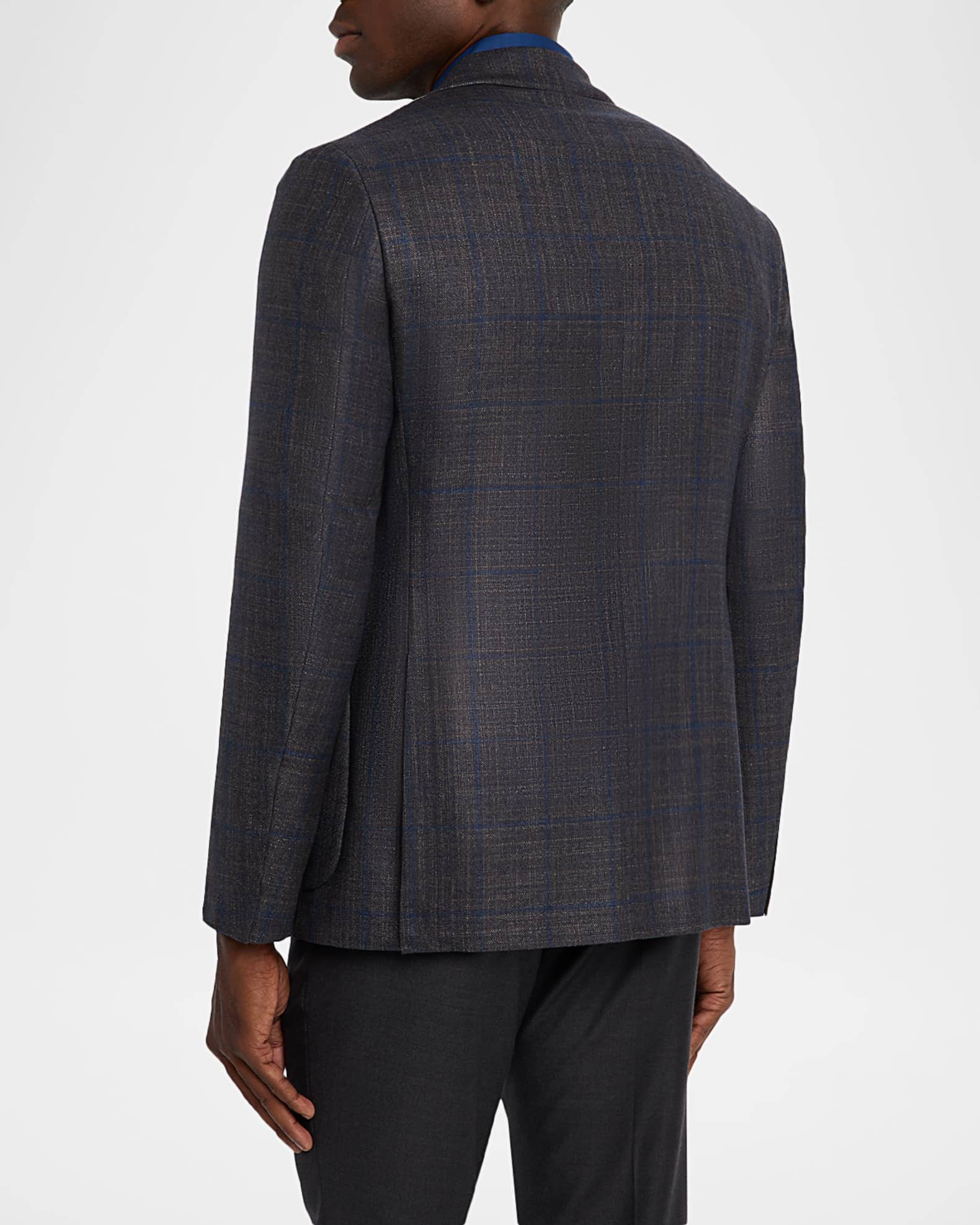 Canali Men's Silk and Cashmere Windowpane Sport Coat | Neiman Marcus