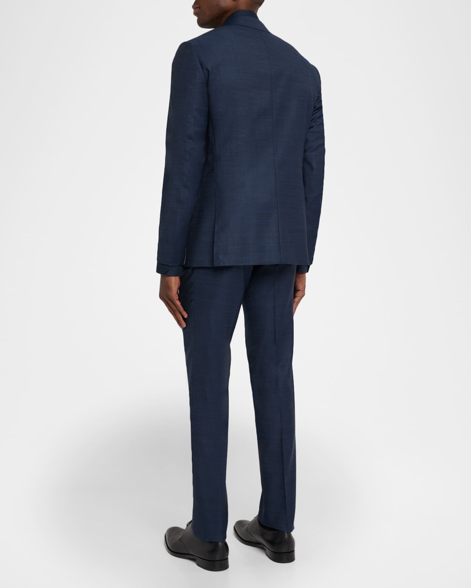 Canali Men's Denim Effect Wool Peak Lapel Suit | Neiman Marcus