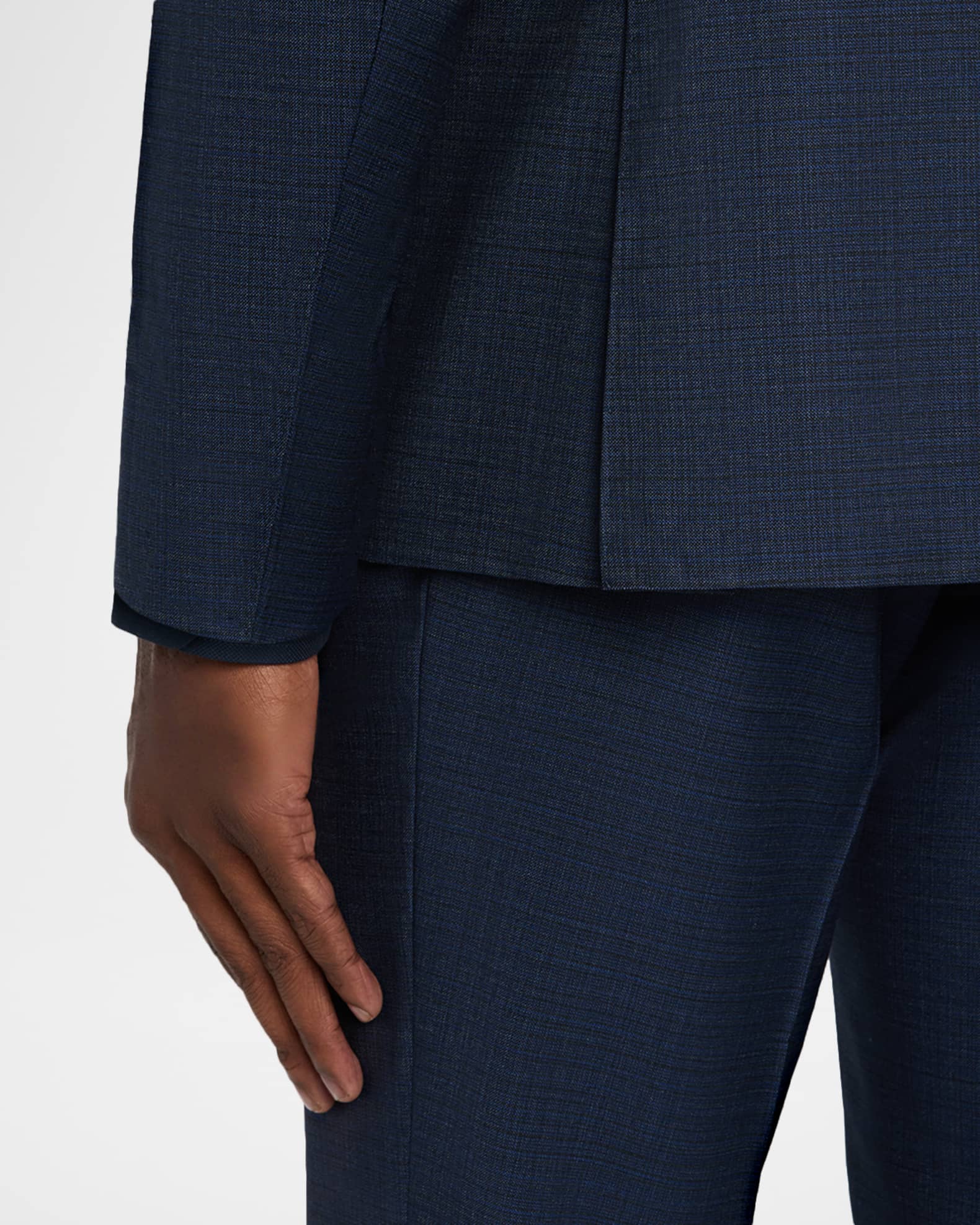 Canali Men's Denim Effect Wool Peak Lapel Suit | Neiman Marcus