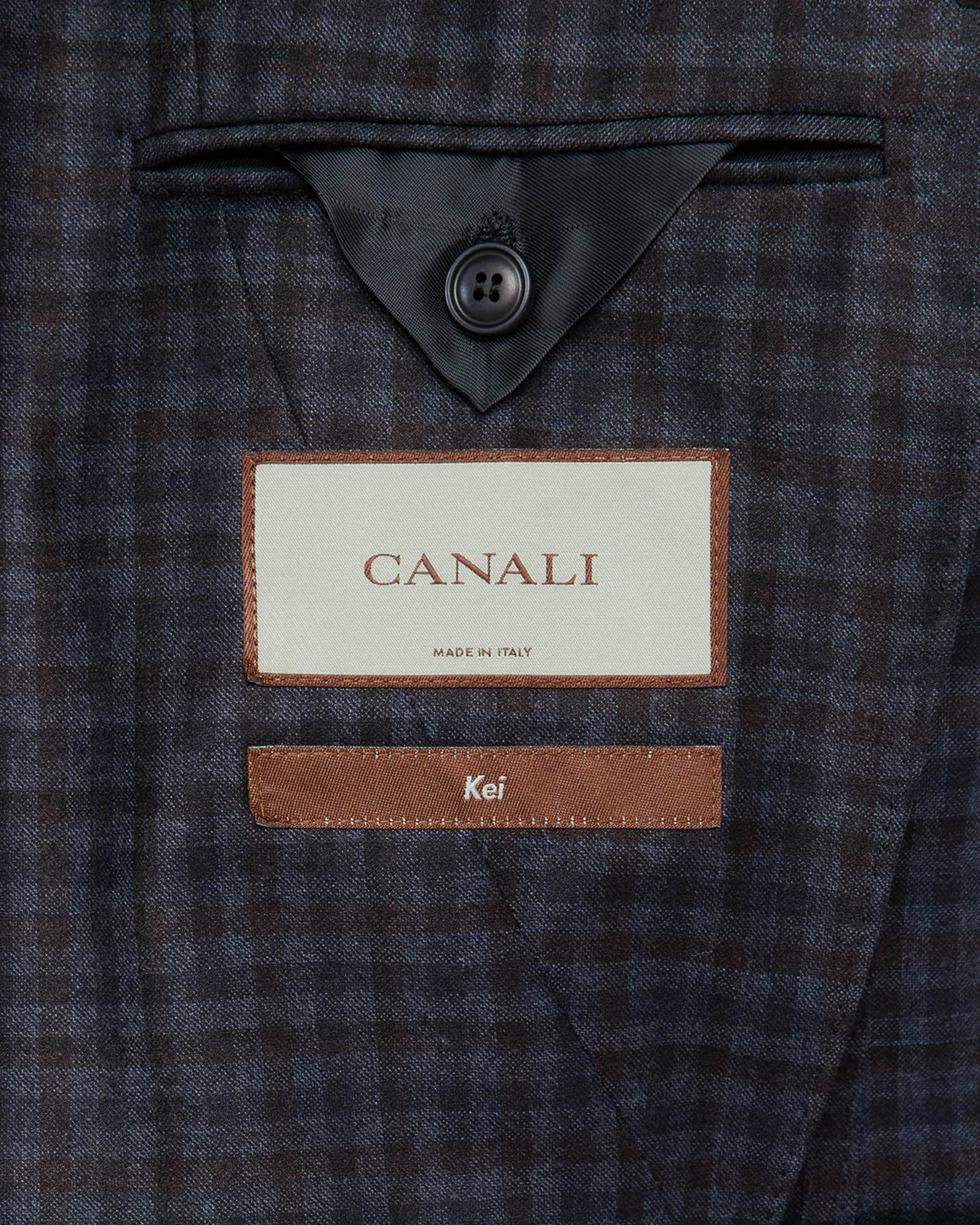 Canali Men's Gingham Wool Stretch Sport Coat | Neiman Marcus
