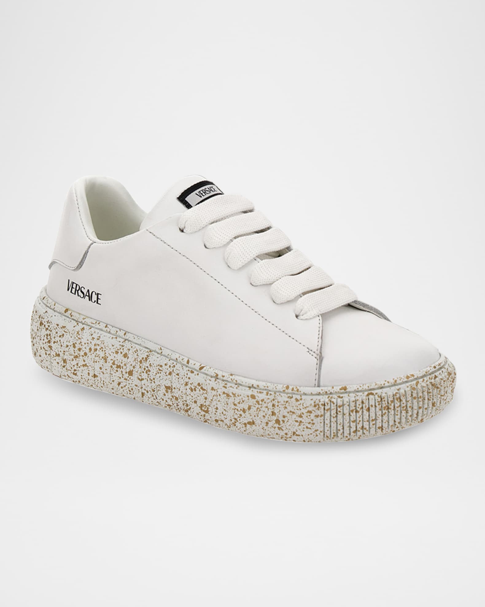 Girl's Speckled Calf Leather Sneakers | Neiman Marcus