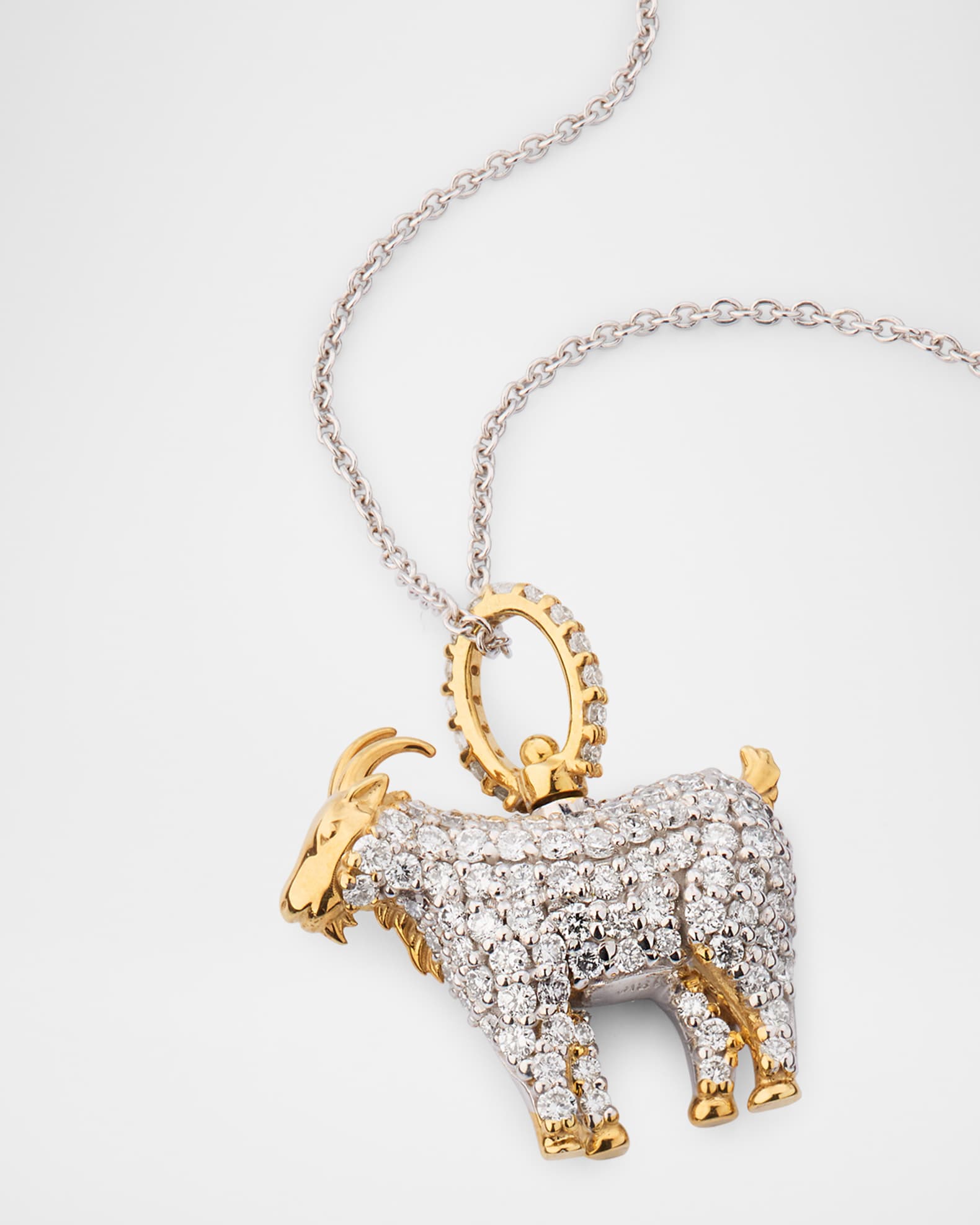 Roberto Coin 18K Gold The Goat Diamond Pendant Necklace | Neiman Marcus
