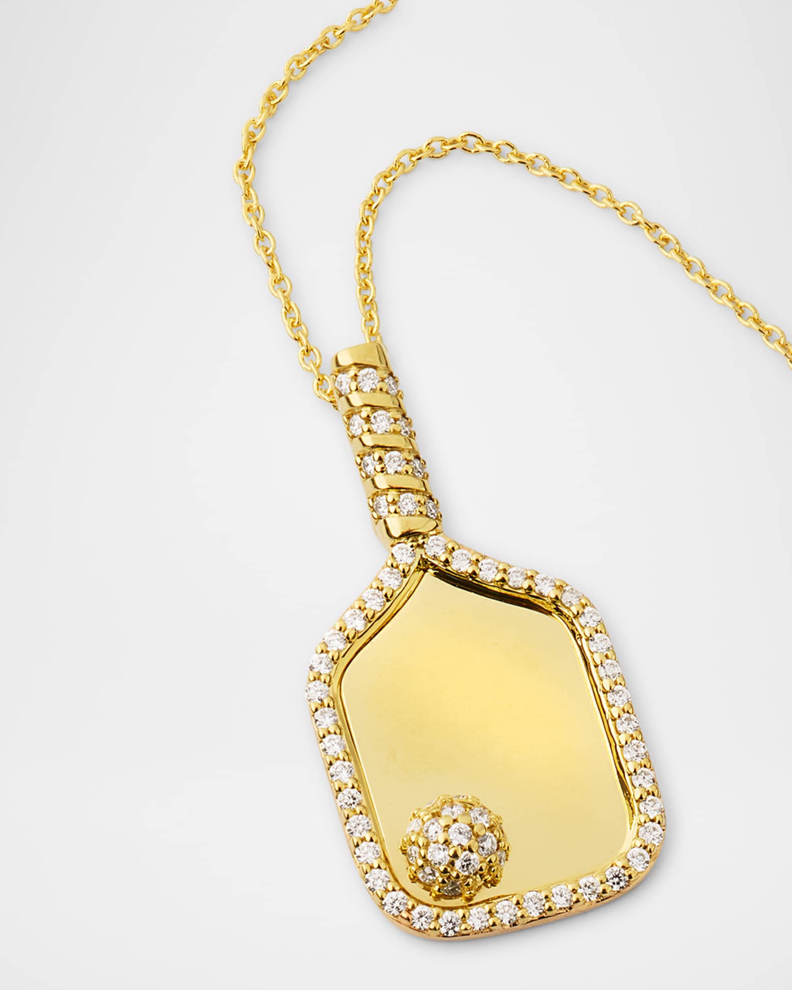 Roberto Coin 18K Yellow Gold Diamond Pickleball Paddle Pendant Necklace ...
