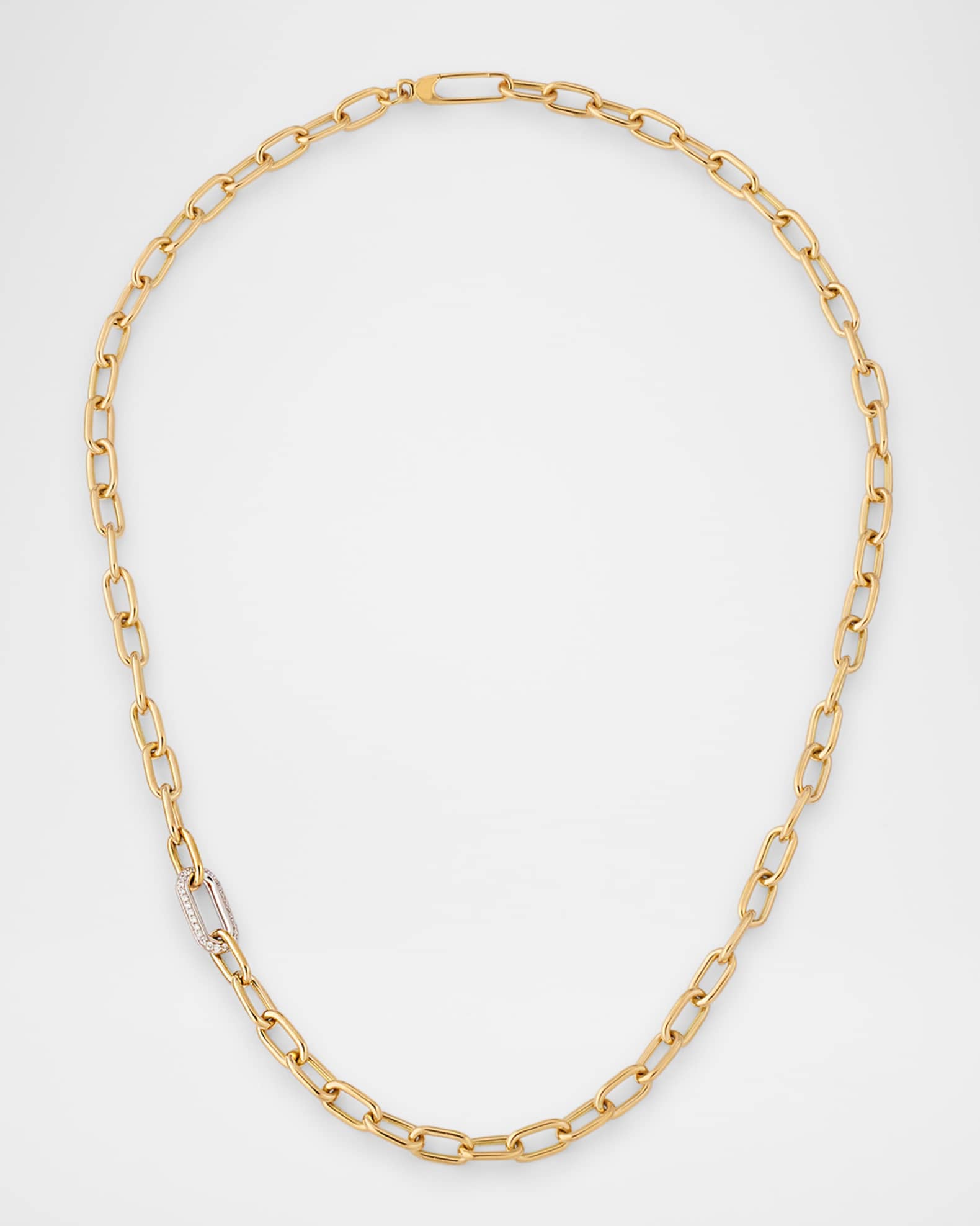 Roberto Coin 18K Gold Paperclip Necklace with Diamonds | Neiman Marcus