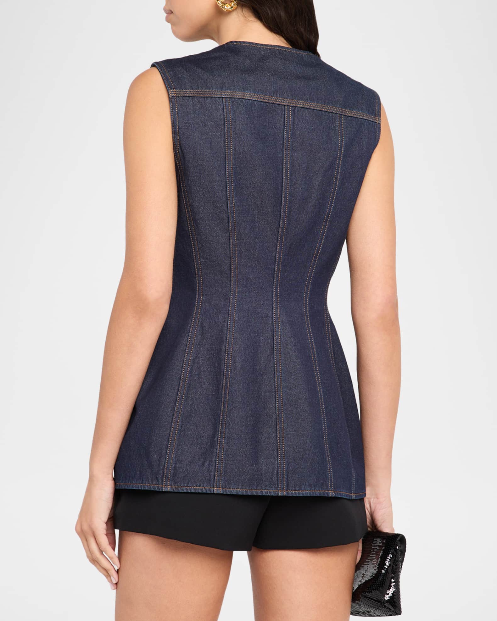 Versace Denim SIngle-Breasted Vest | Neiman Marcus