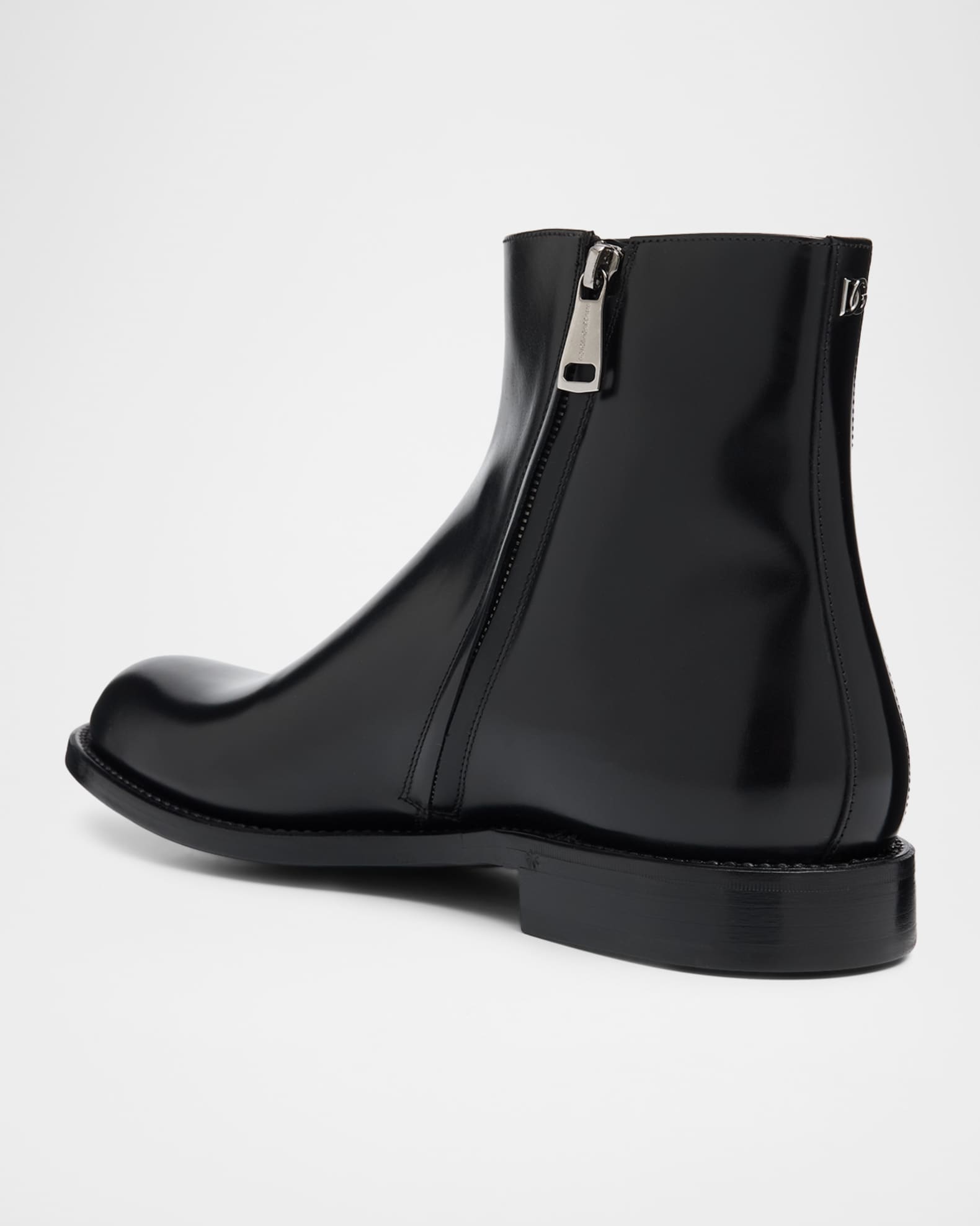 Dolce&Gabbana Men's Leather DG-Backstay Zip Ankle Boots | Neiman Marcus