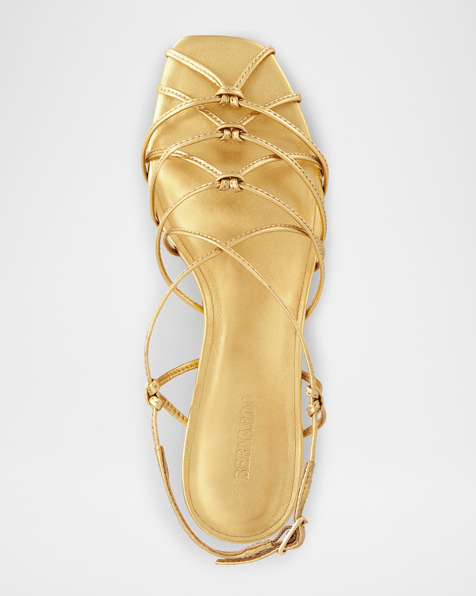 Bernardo Strappy Metallic Kitten Slingback Sandals | Neiman Marcus