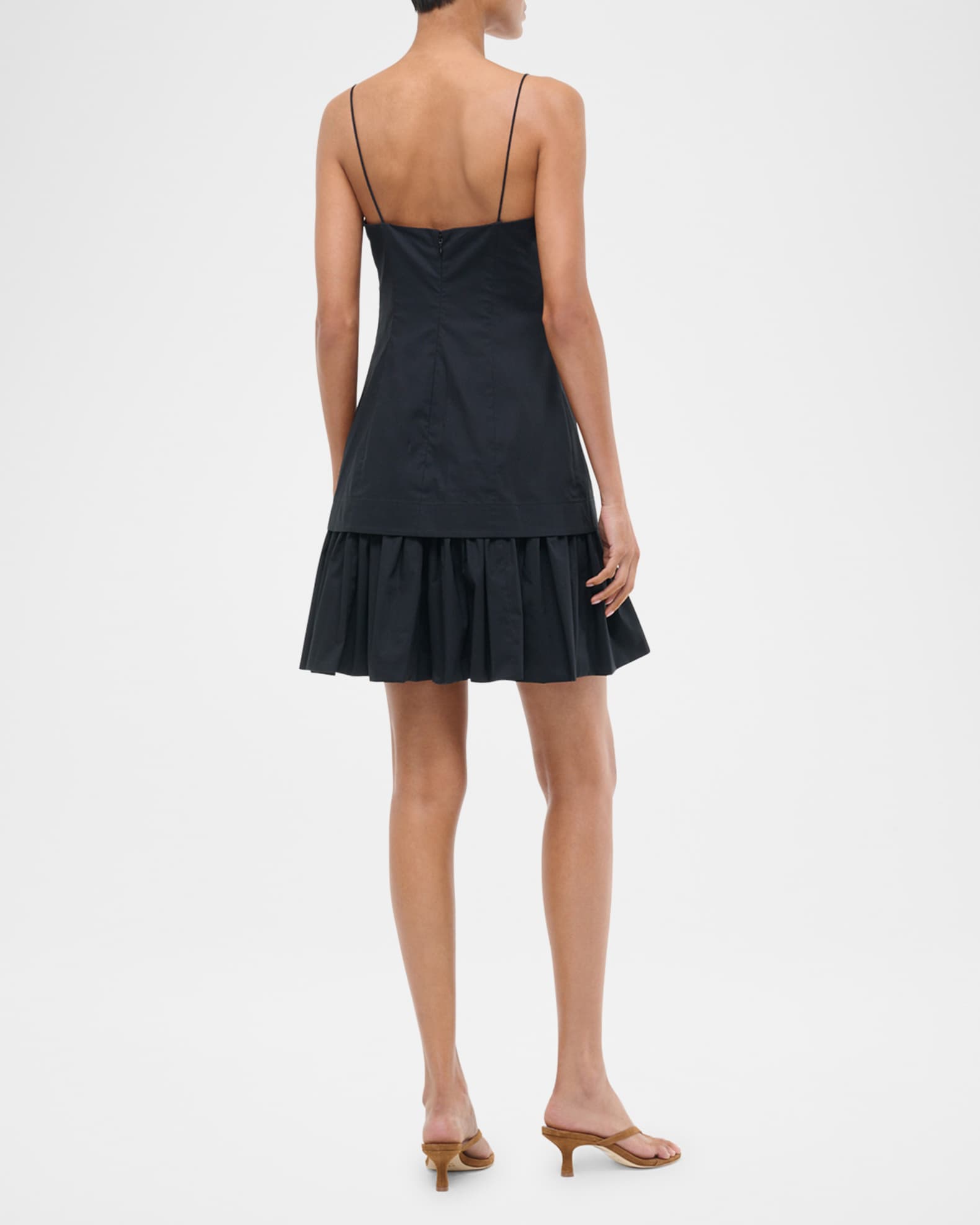 STAUD Ari Ruffled Drop-Waist Mini Dress | Neiman Marcus