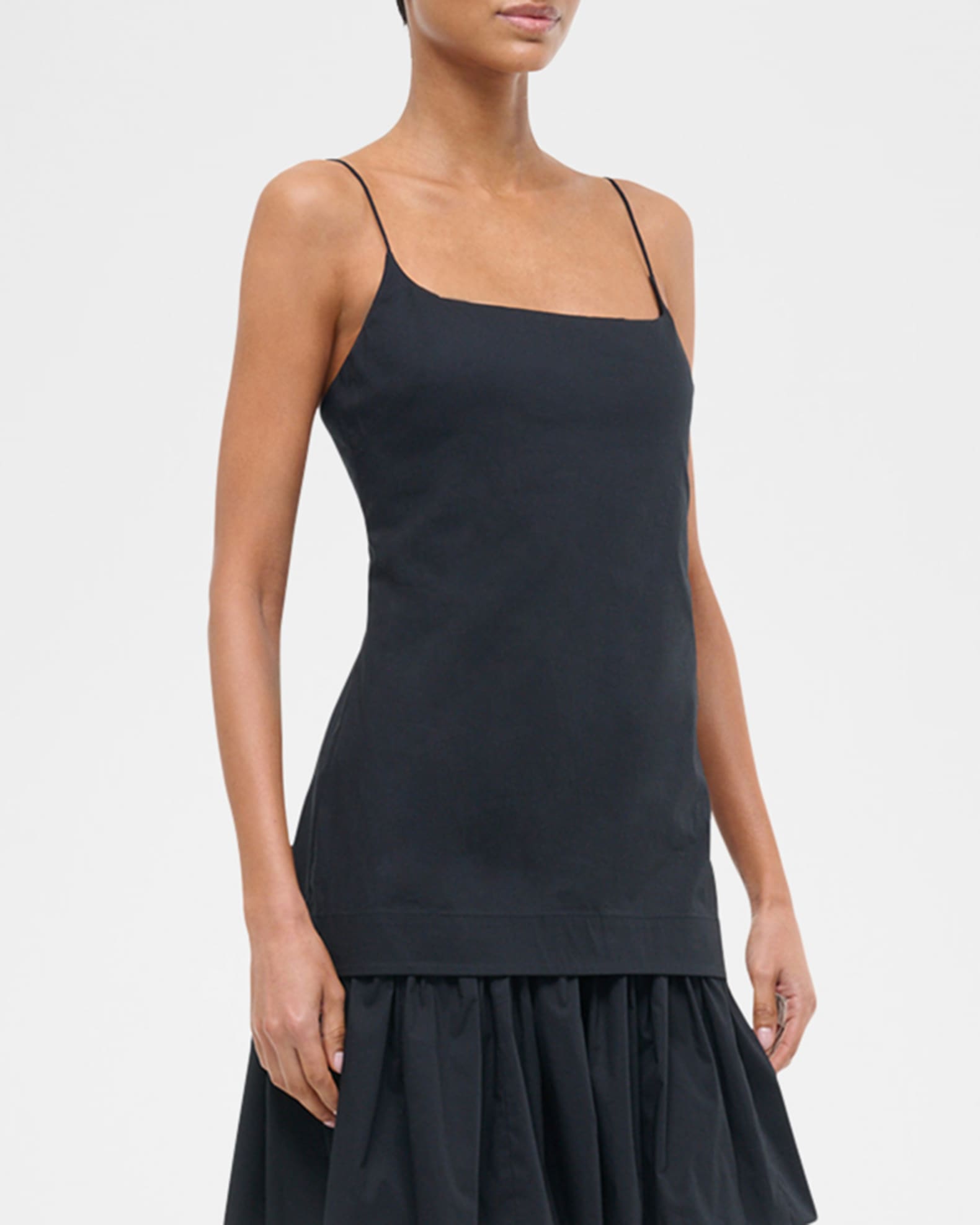 STAUD Ari Ruffled Drop-Waist Mini Dress | Neiman Marcus
