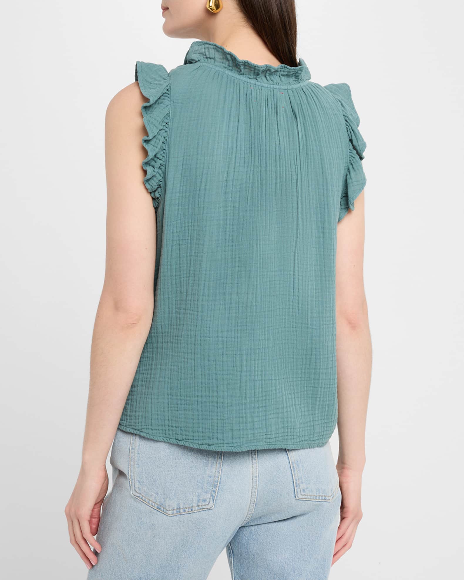 Xirena Bex Sleeveless Ruffle Cotton Gauze Top | Neiman Marcus