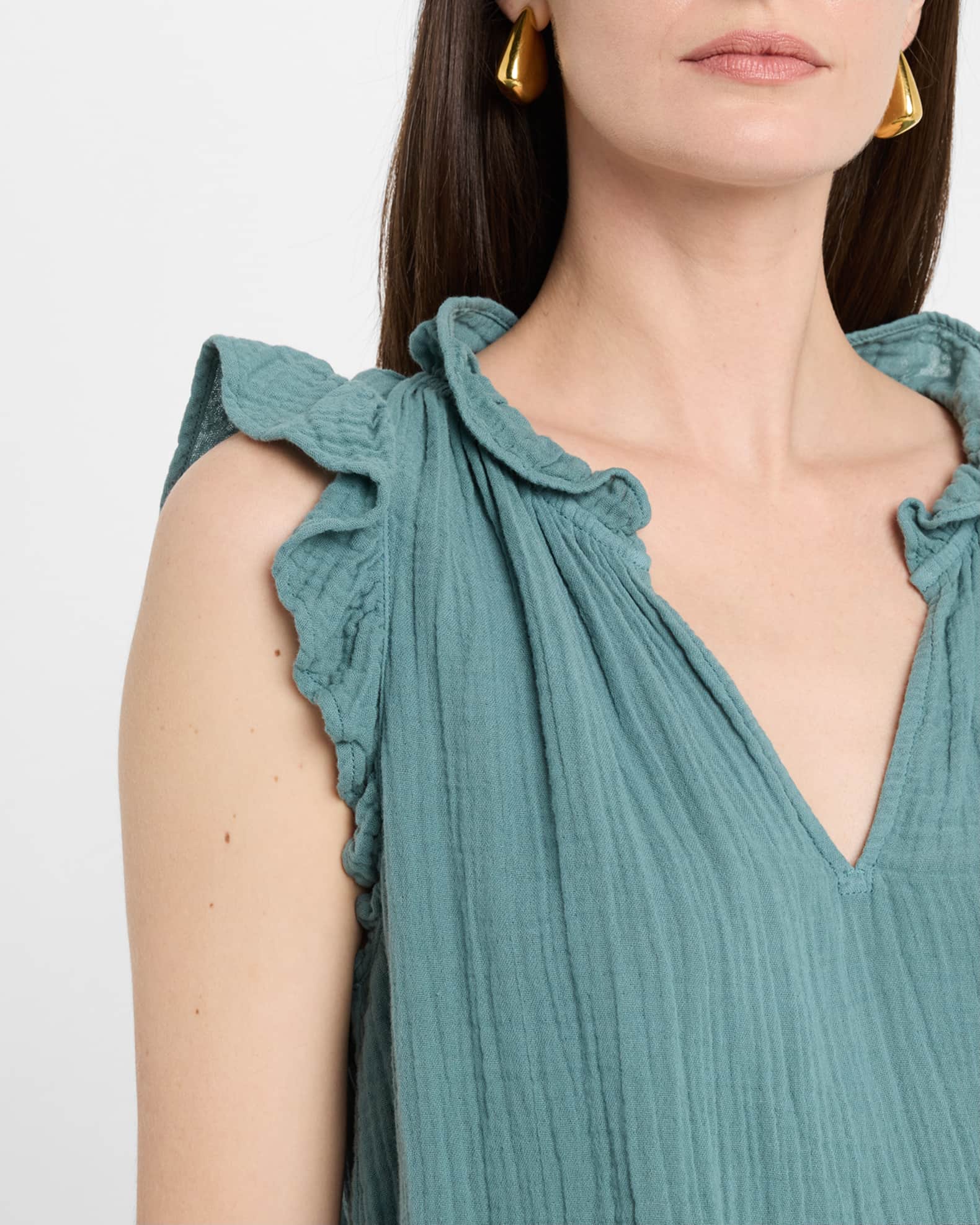 Xirena Bex Sleeveless Ruffle Cotton Gauze Top | Neiman Marcus