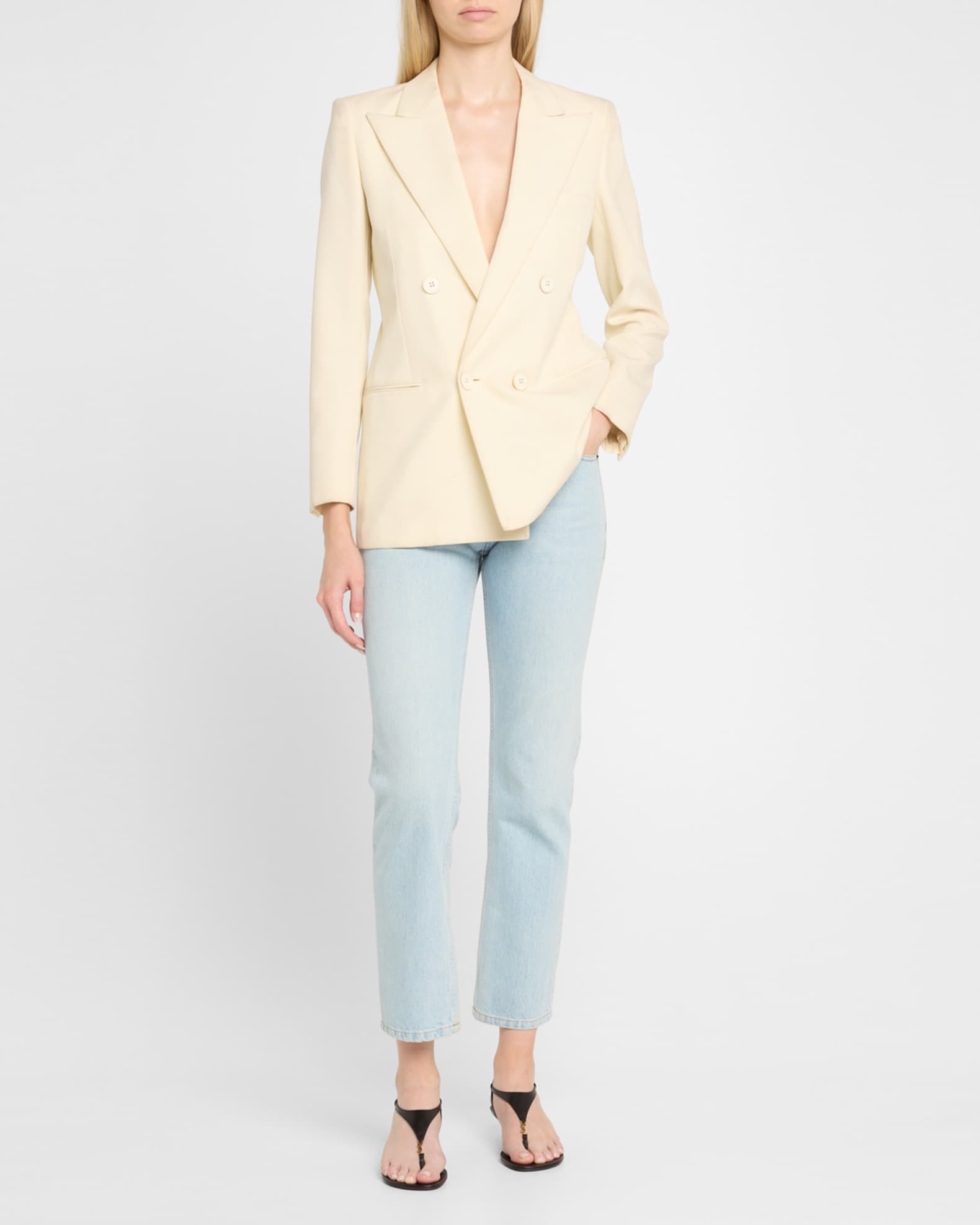 Saint Laurent Cassandra Leather YSL Wedge Sandals | Neiman Marcus