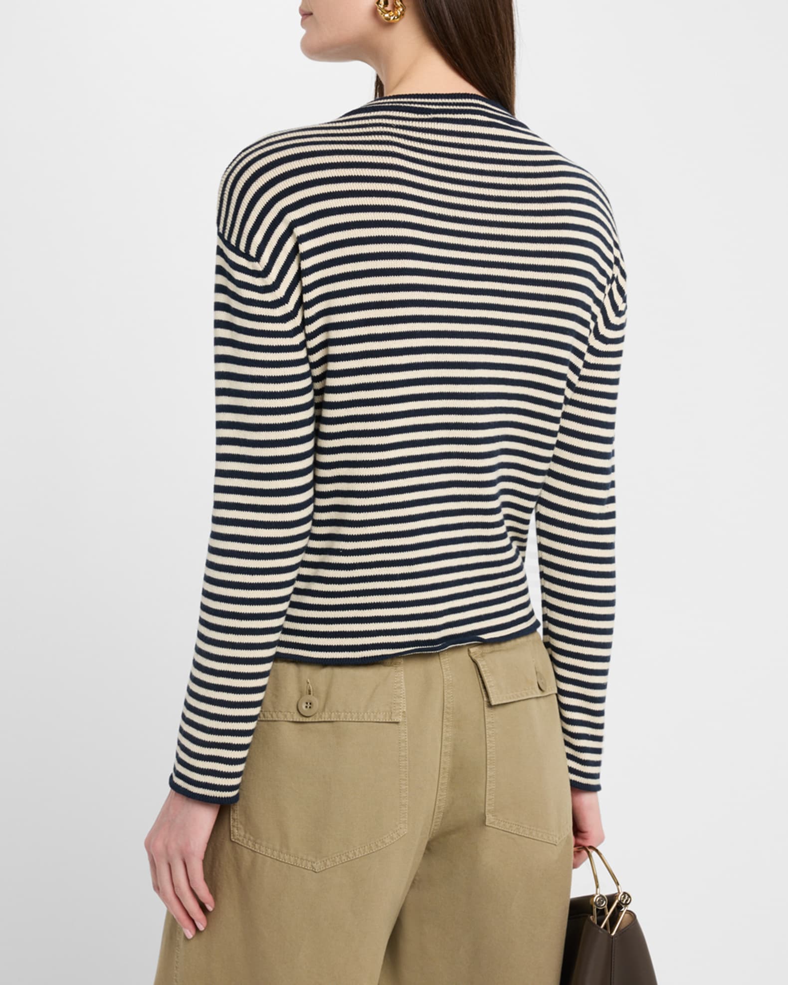 Weekend Max Mara Eritea Striped Cotton Knit Cardigan | Neiman Marcus