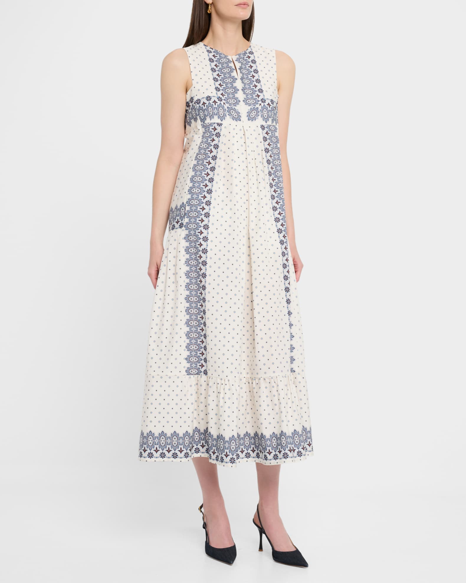 Weekend Max Mara Manila Floral-Print Cotton Poplin Midi Dress | Neiman ...