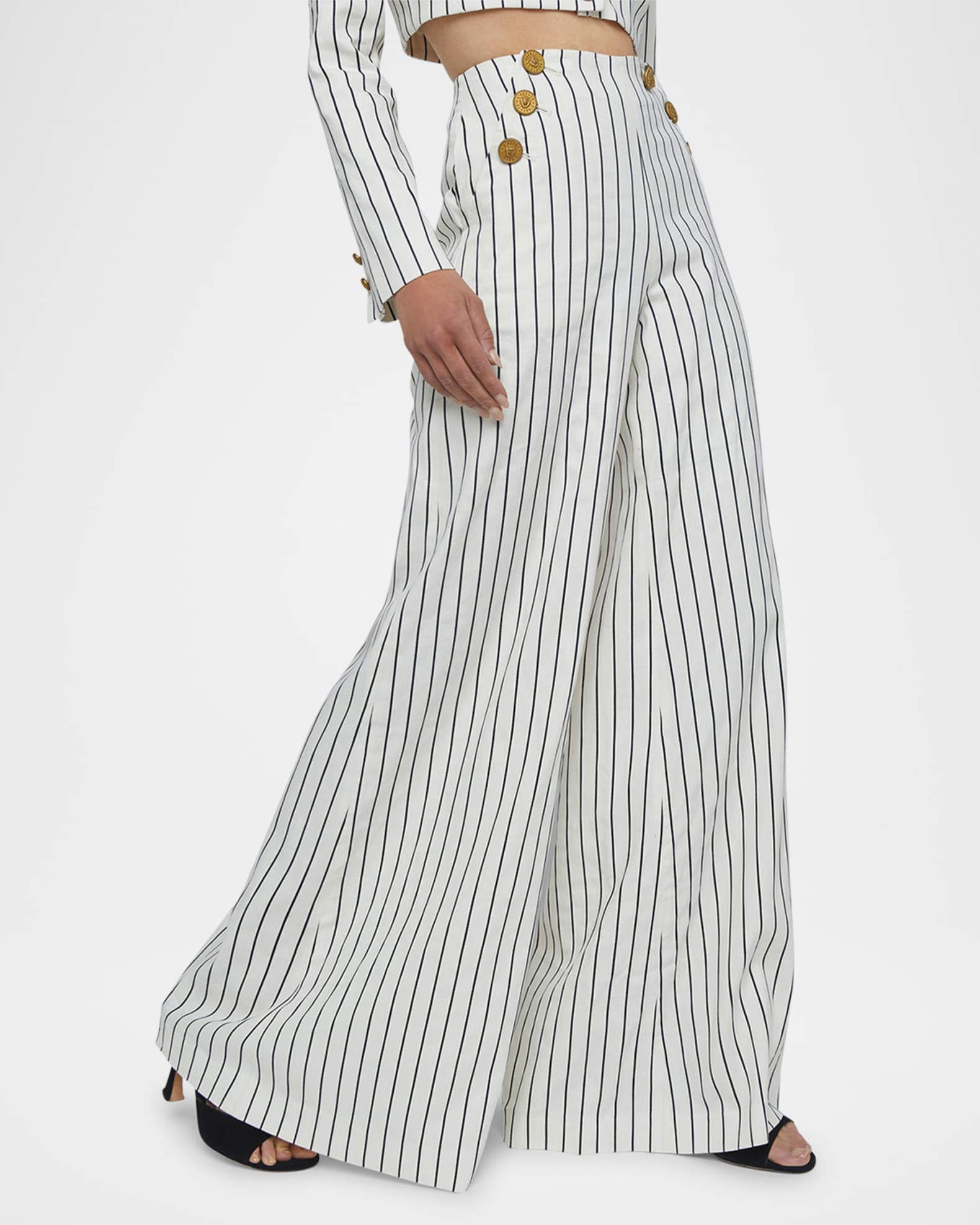L'Agence Kingston Striped Wide-Leg Pants | Neiman Marcus
