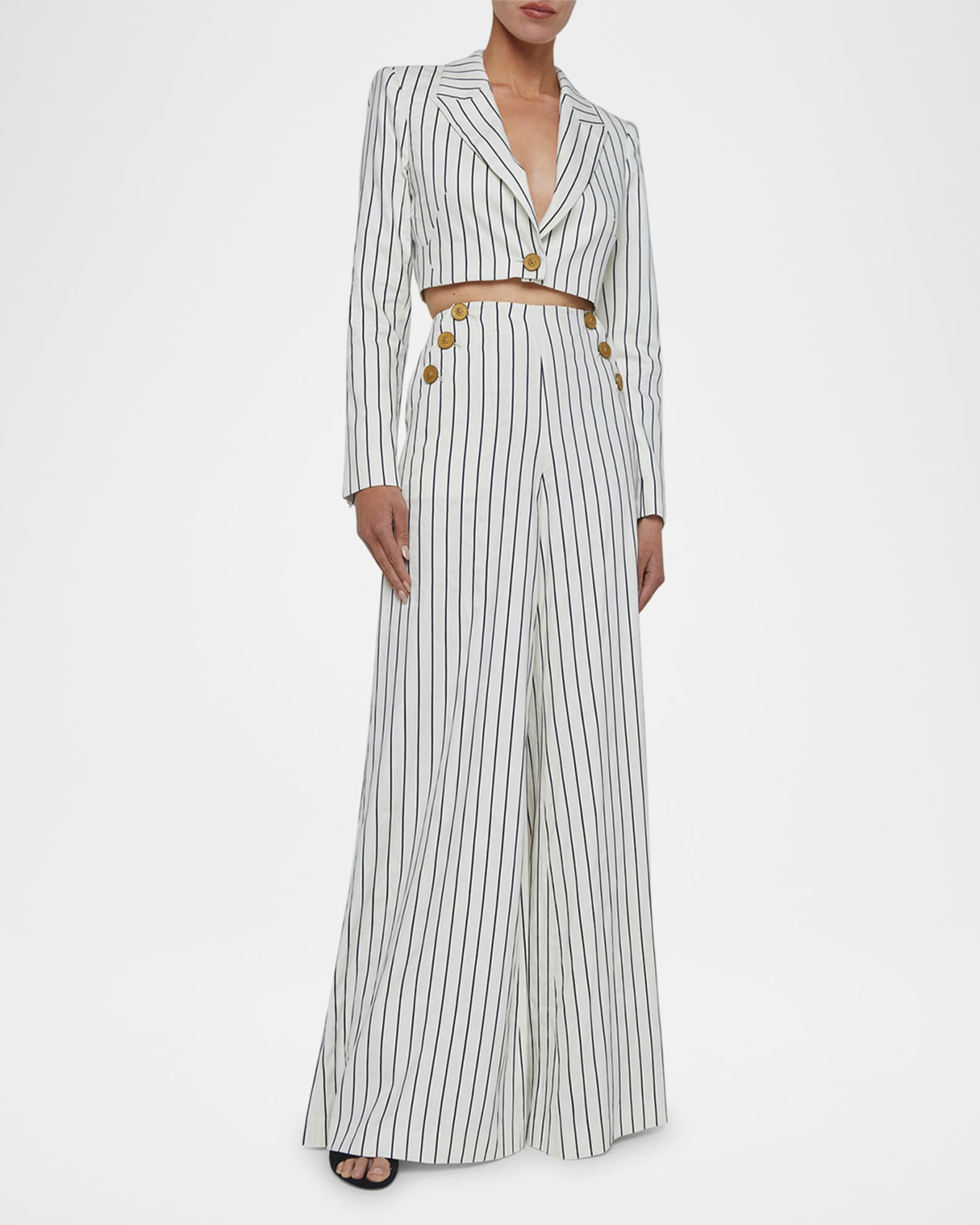 L'Agence Izzie Striped Cropped Blazer | Neiman Marcus