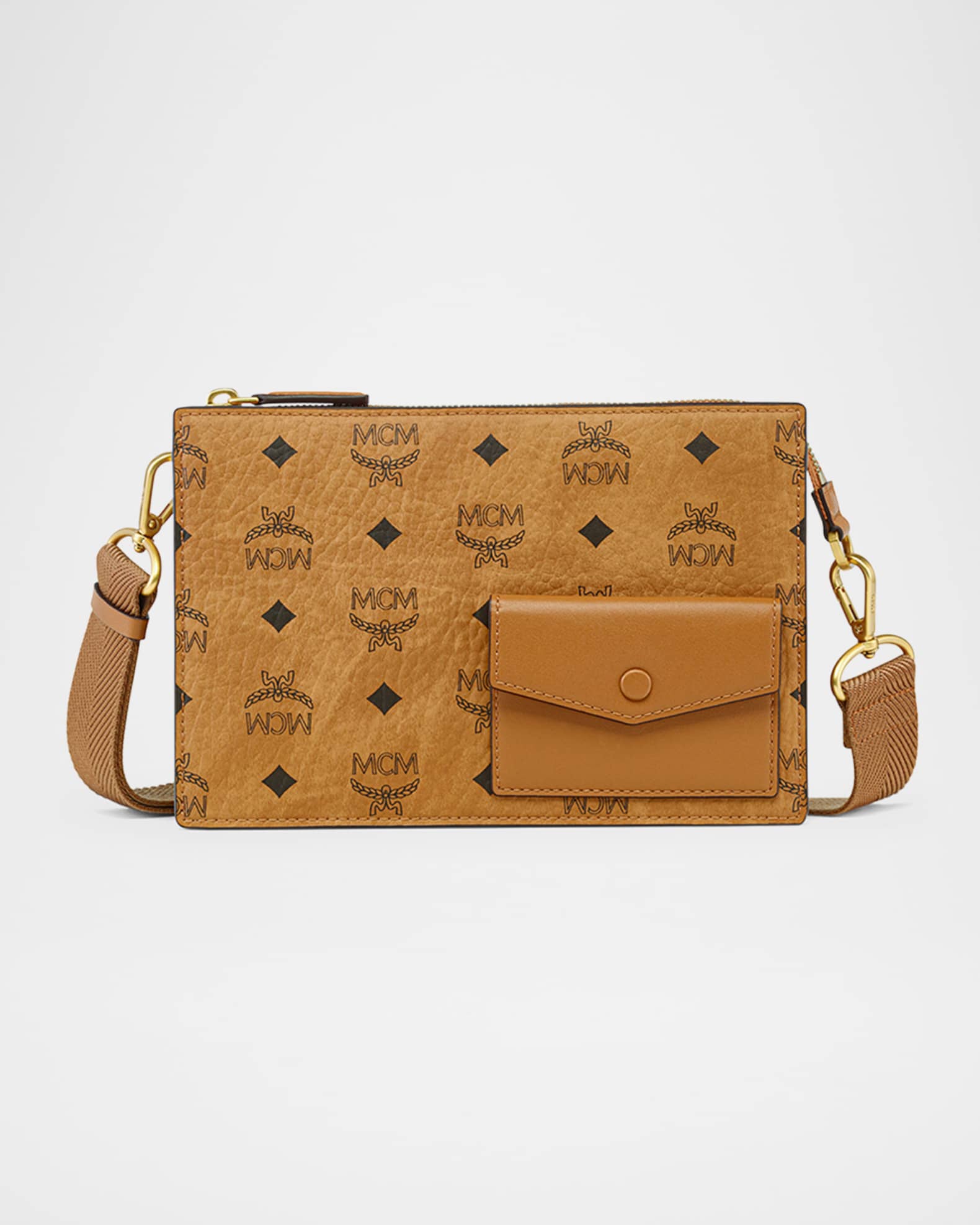 MCM Men's Aren Small Visetos Crossbody Bag | Neiman Marcus