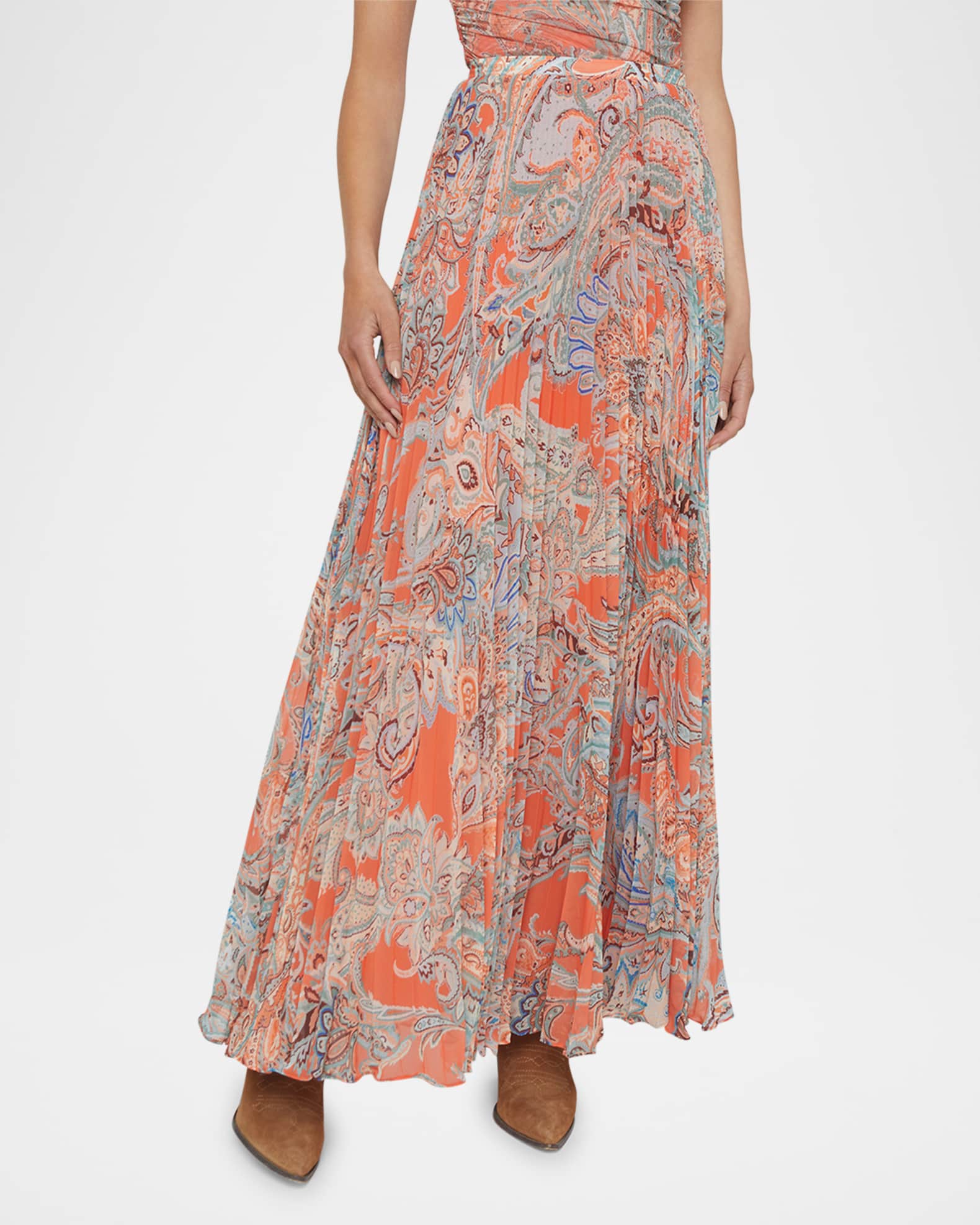L'Agence Torin Pleated Maxi Skirt | Neiman Marcus