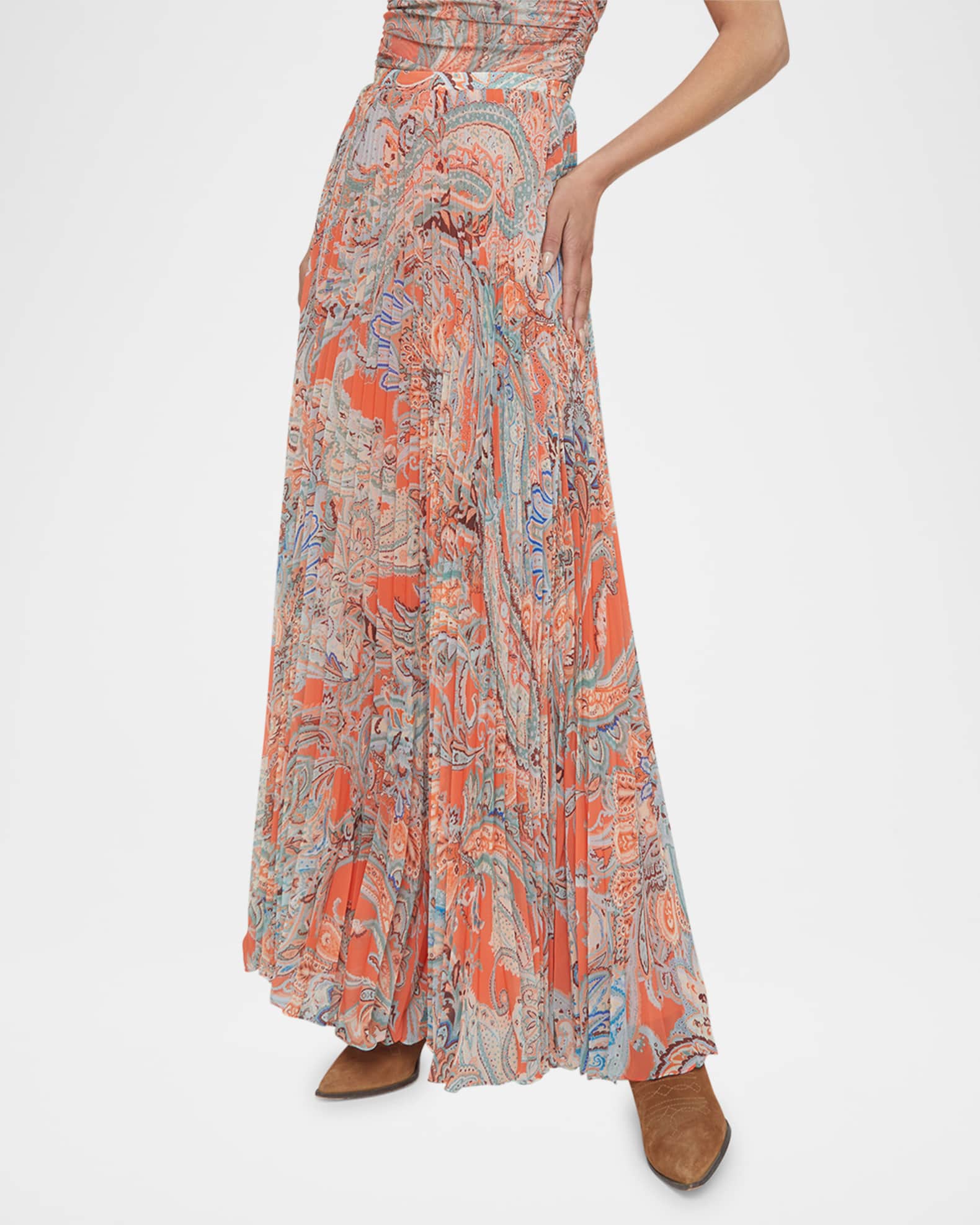 L'Agence Torin Pleated Maxi Skirt | Neiman Marcus