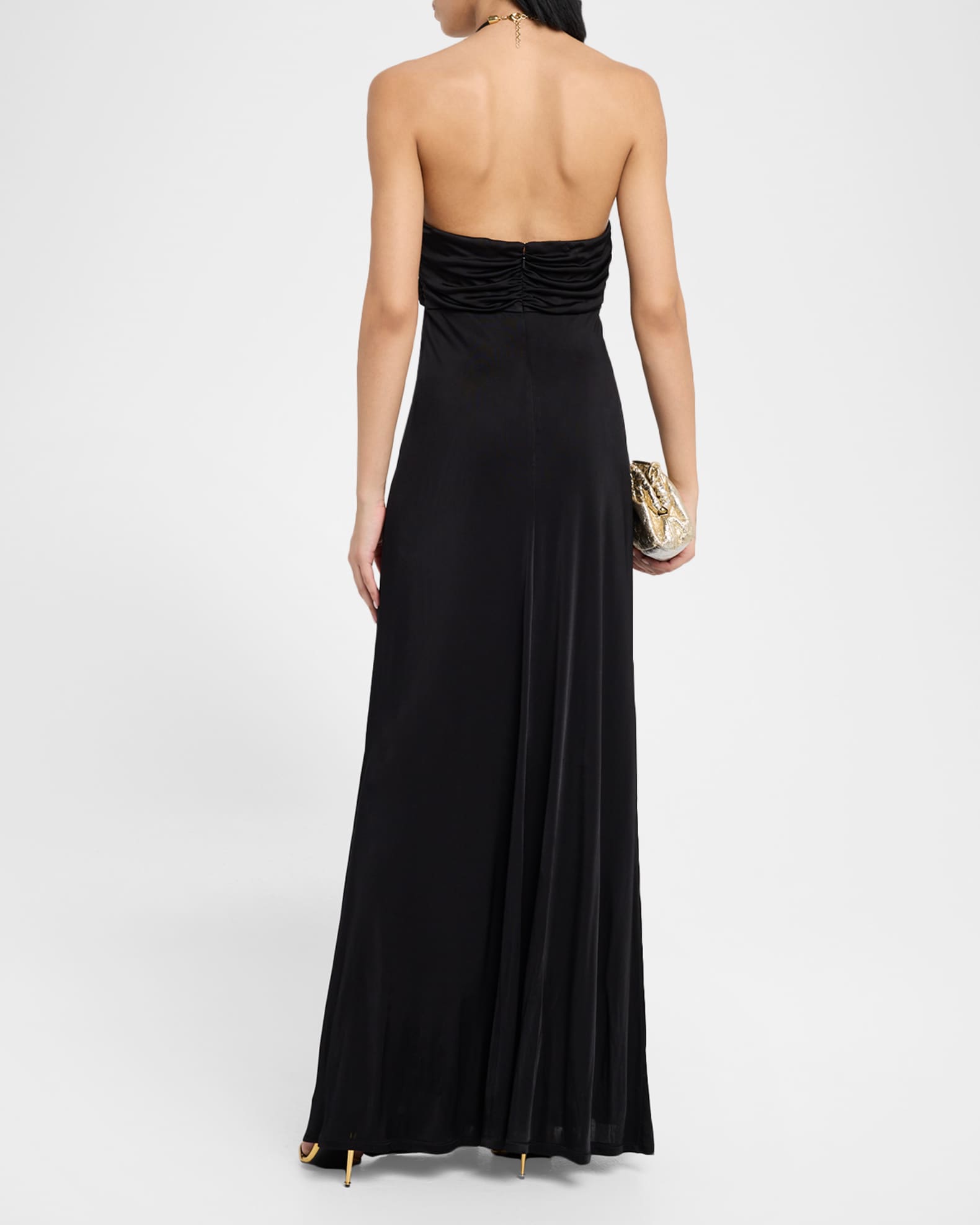 Ramy Brook Camryn Cutout Bead-Embellished Halter Gown | Neiman Marcus