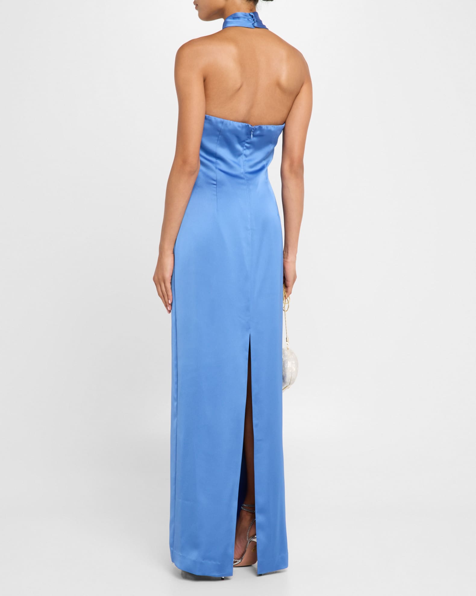 Ramy Brook Amrita Pleated Halter Column Gown | Neiman Marcus