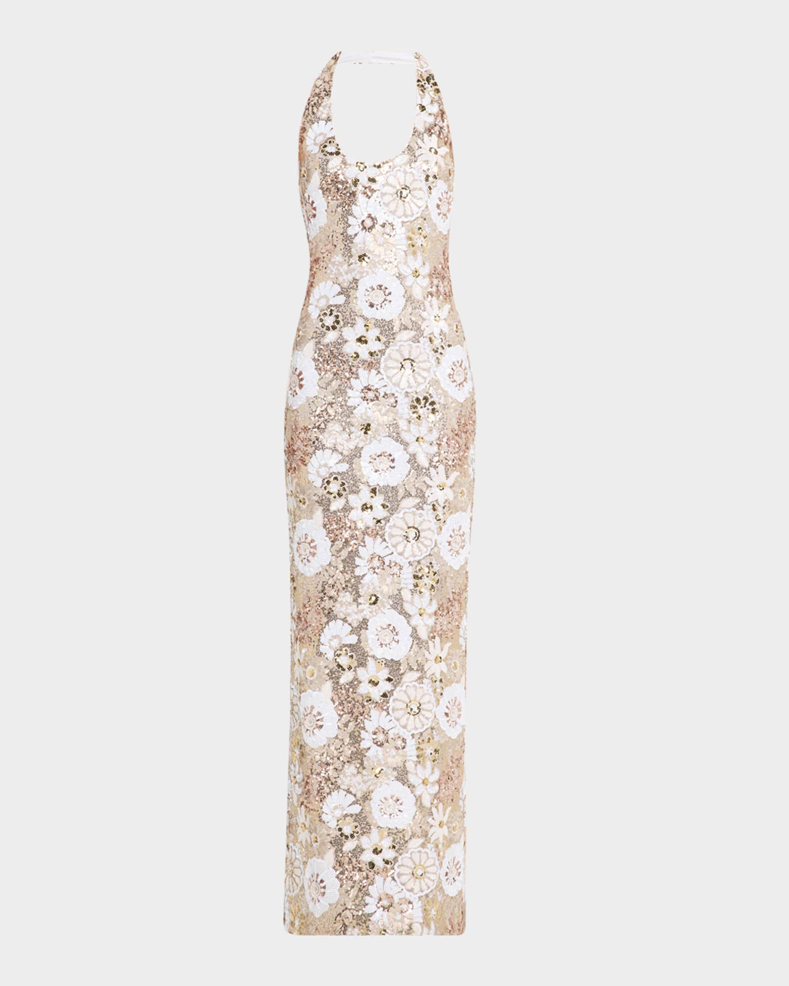 Ramy Brook Tiffany Floral Sequin Halter Column Gown | Neiman Marcus