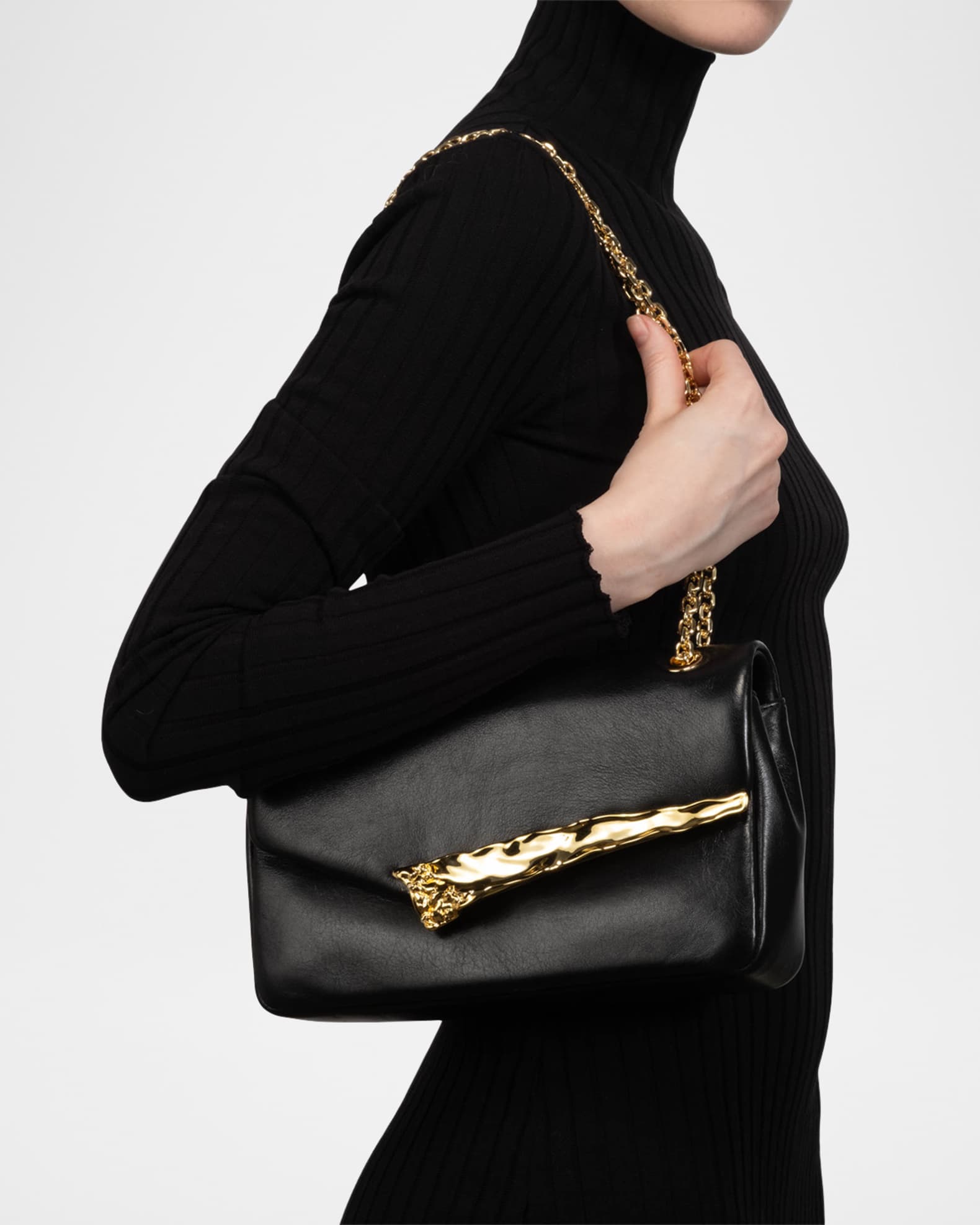 Alexis Bittar The Angular Leather Shoulder Bag | Neiman Marcus