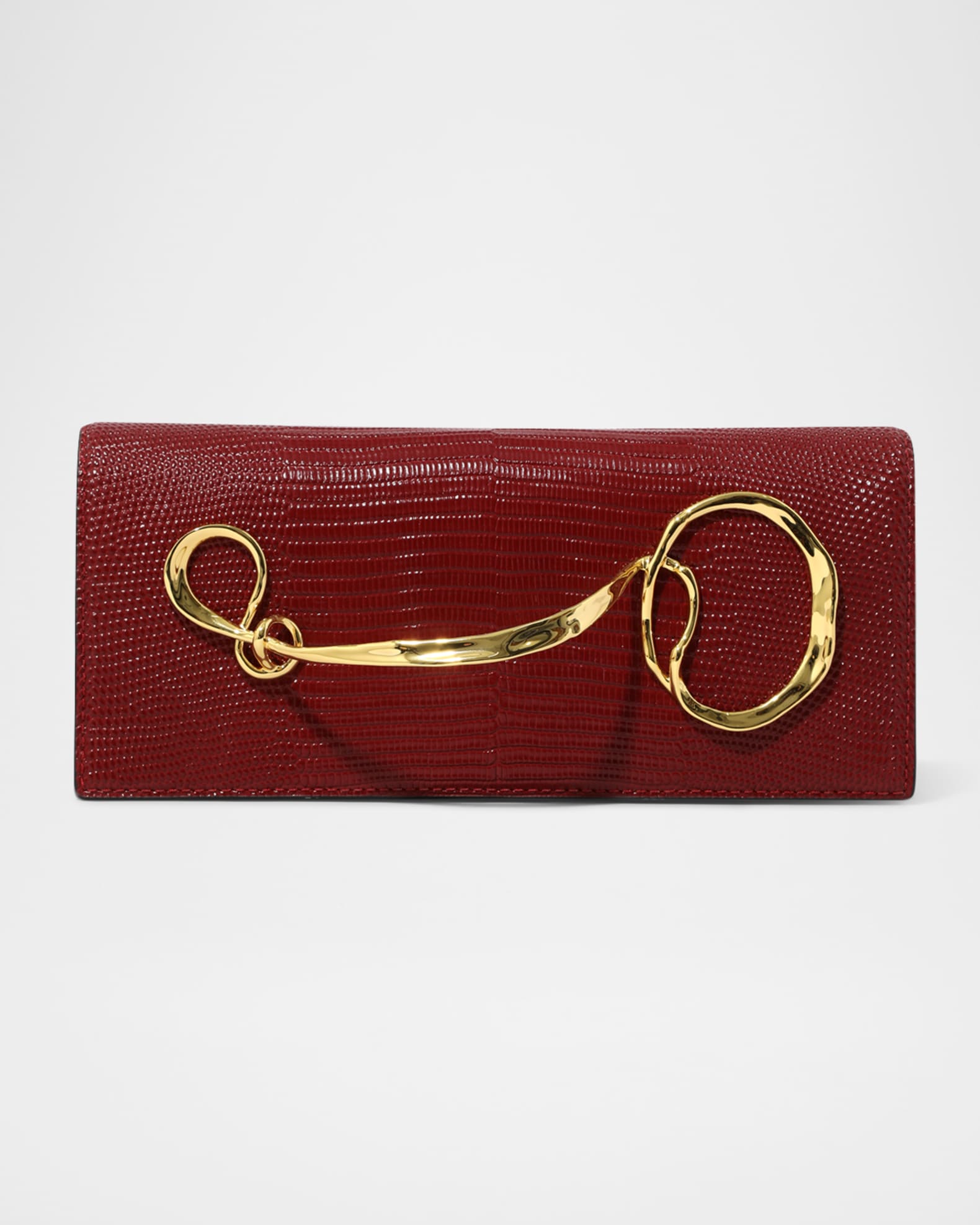 Alexis Bittar Twisted Side Handle Metallic Leather Clutch Bag | Neiman ...