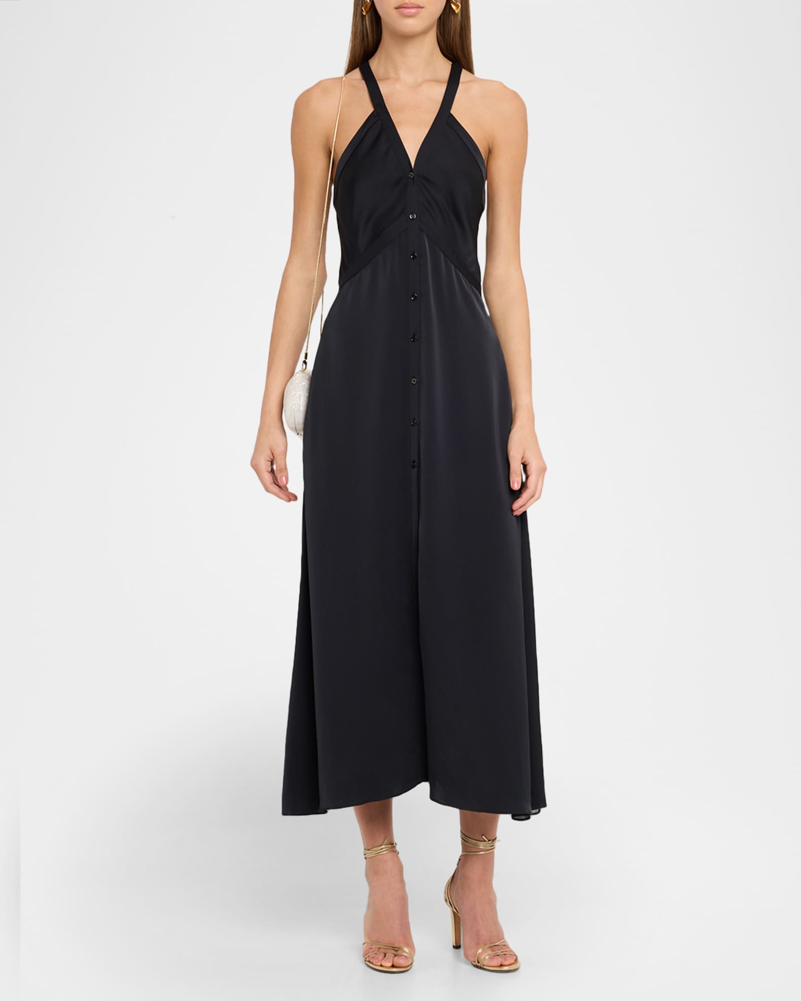 Ramy Brook Cynthia Satin Button-Front Dress | Neiman Marcus