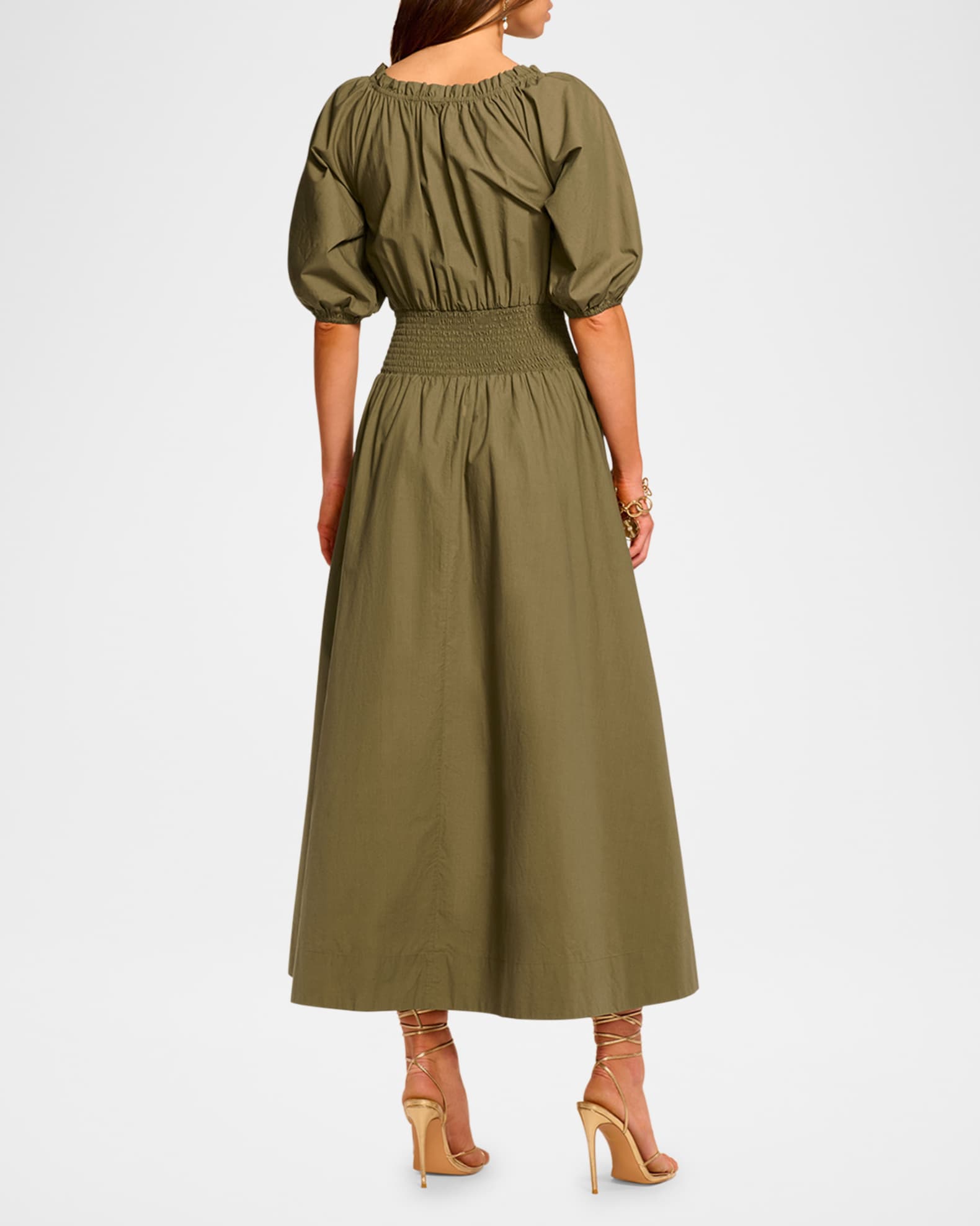 Ramy Brook Laura Puff-Sleeve Midi Shirtdress | Neiman Marcus