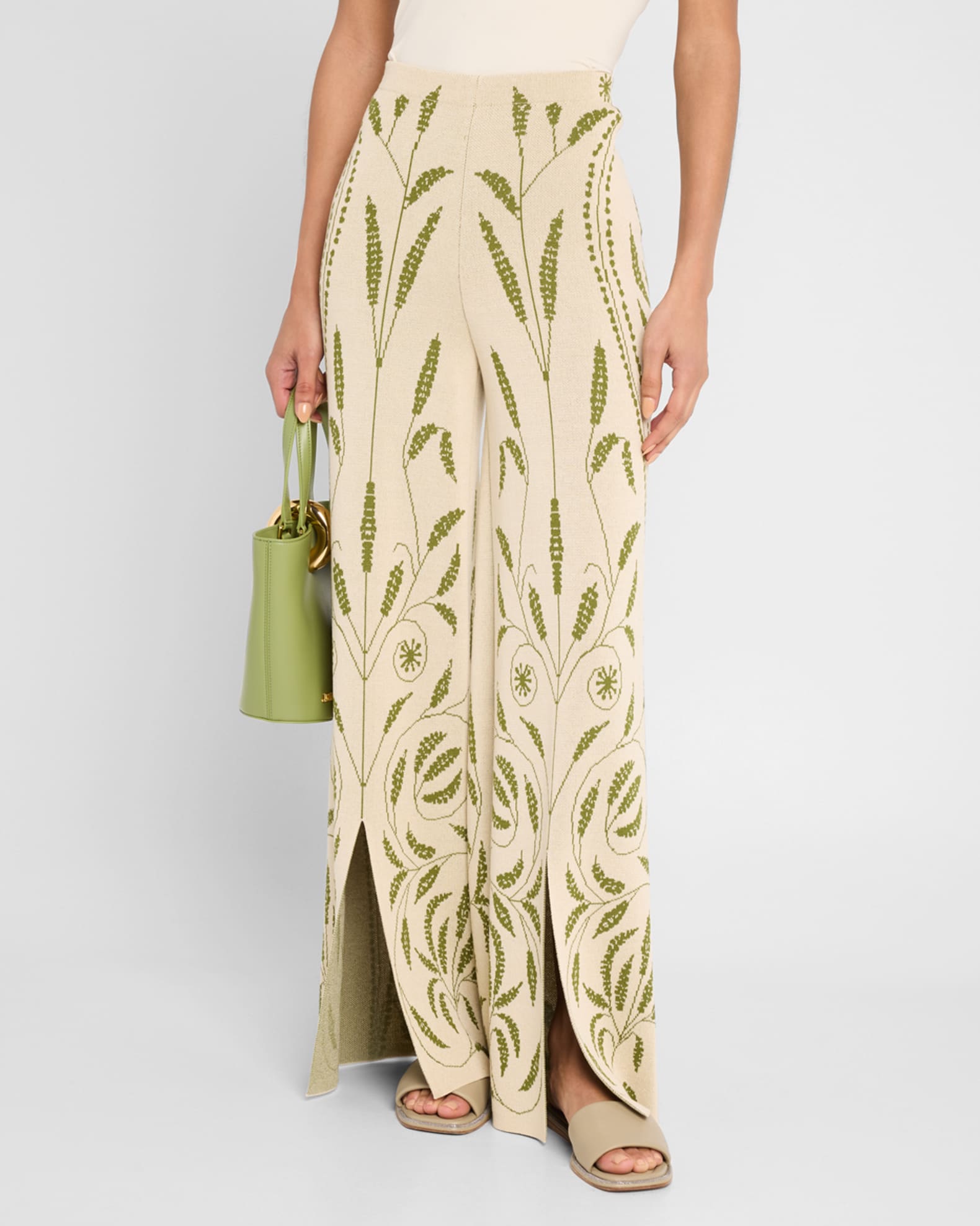 By Malene Birger Jorith Wide-Leg Botanical Jacquard Knit Pants | Neiman ...