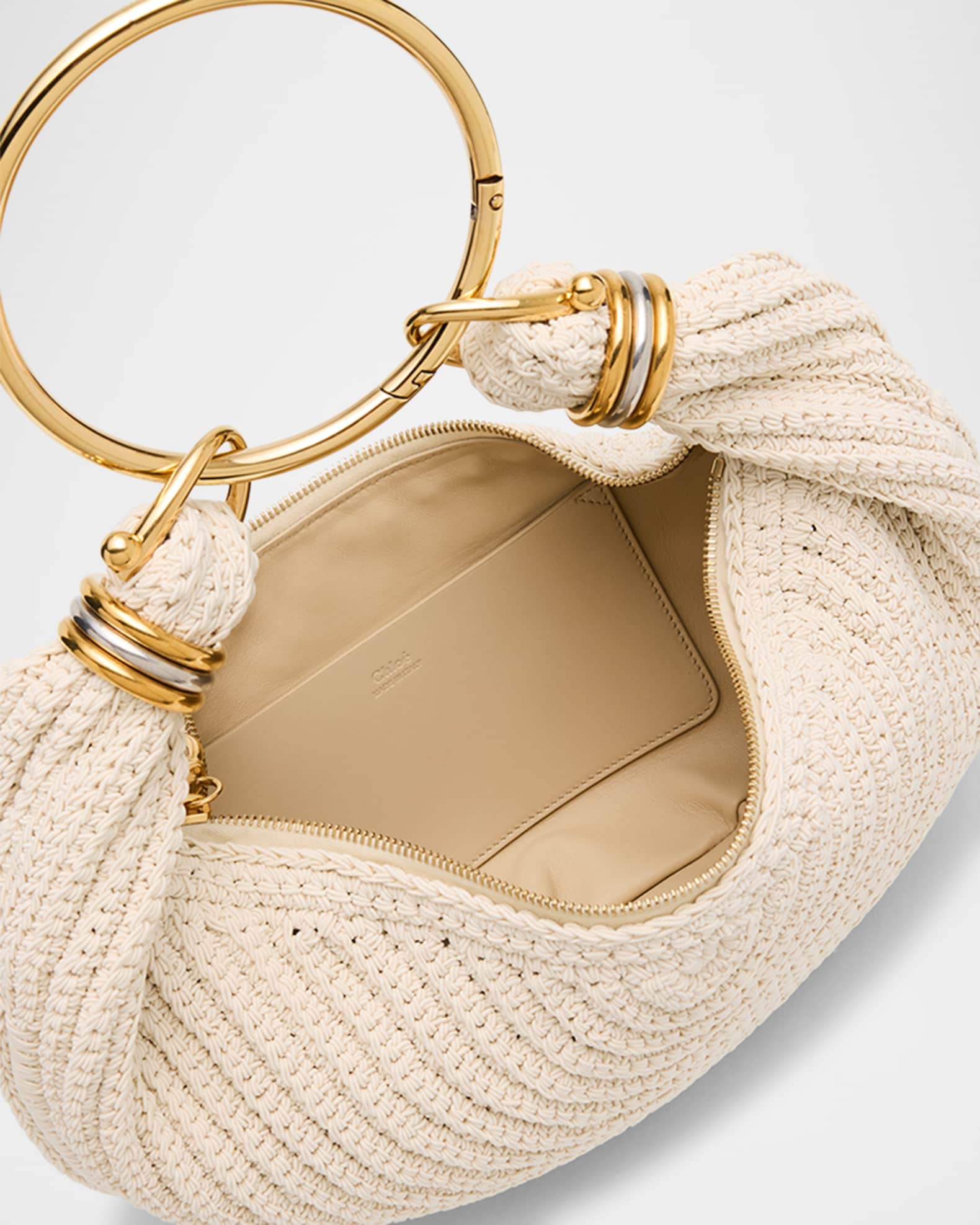 Chloe Rounded Crochet Bracelet Hobo Bag | Neiman Marcus