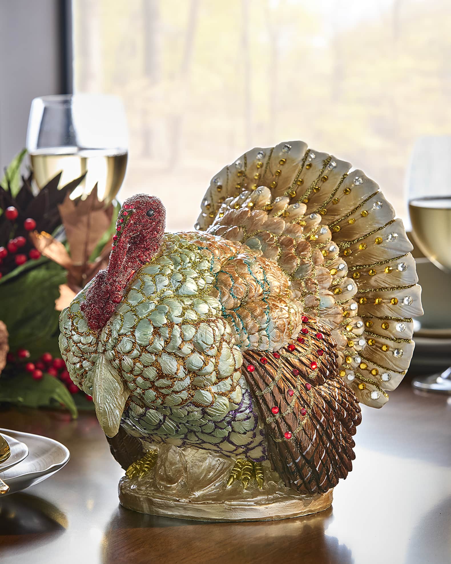 Sweet Savannah Jeweled Turkey Thanksgiving Decor | Neiman Marcus